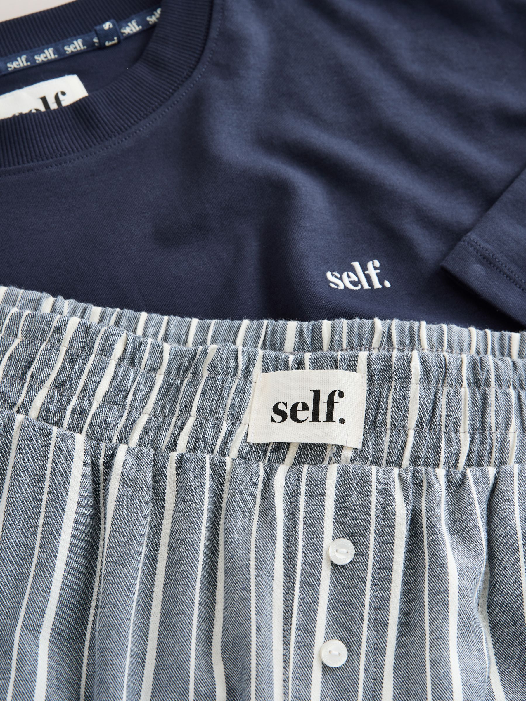 Buy self. Navy Stripe Short Sleeve Pyjamas from the Next UK online shop