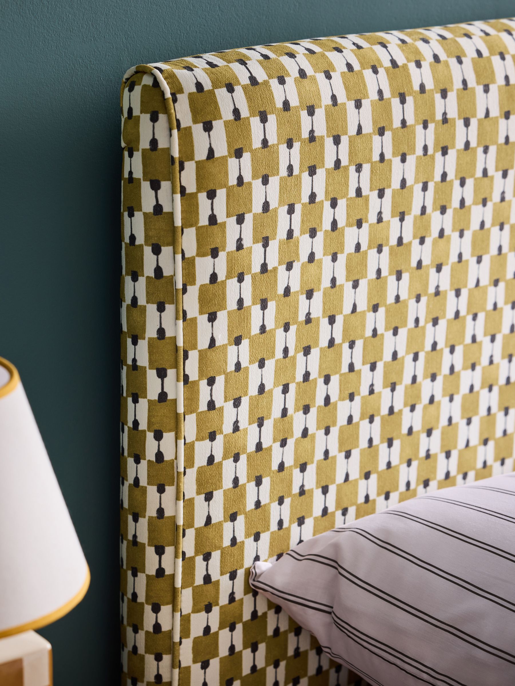 Buy Patterned Rowe Geo Ochre Yellow Contemporary Upholstered Headboard ...