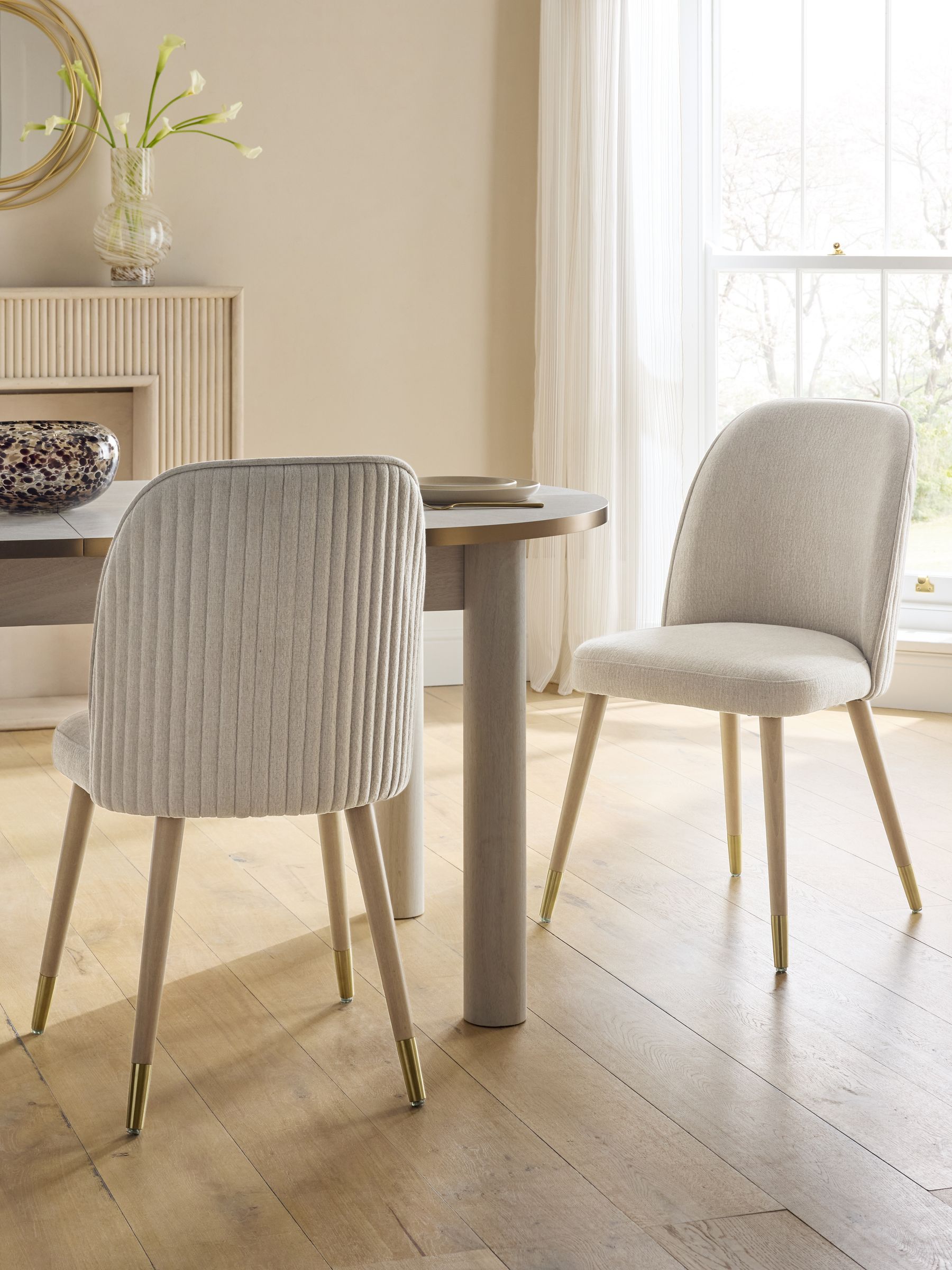 Buy Set of 2 Relaxed Linen Look Pebble Light Wood Leg Valencia ...