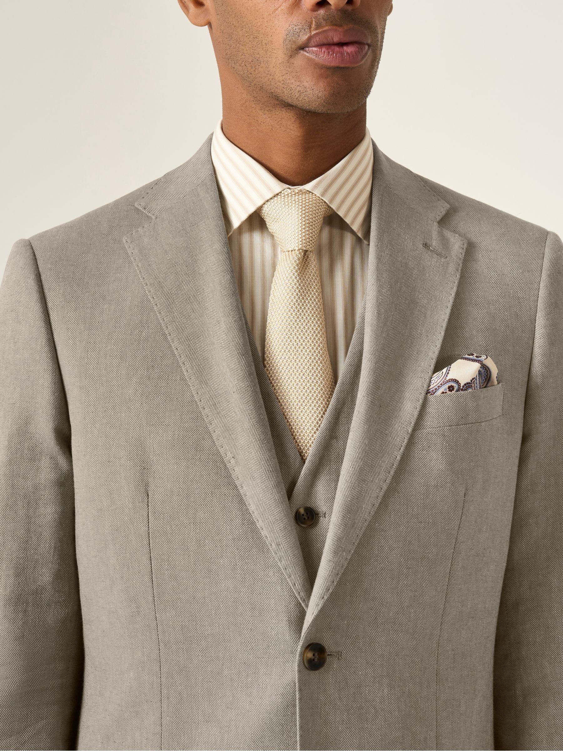Buy Skopes Natural Tailored Fit Calvados Linen Blend Suit Jacket from ...