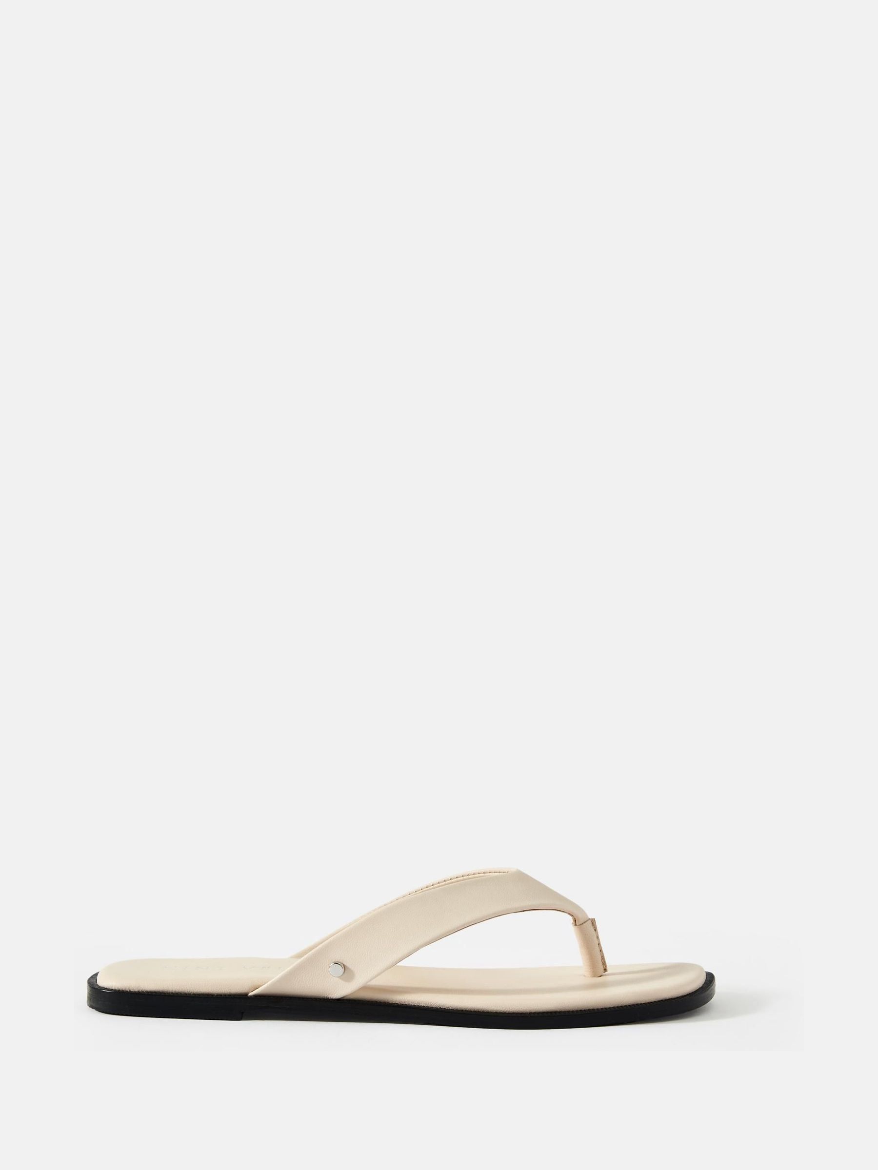 Buy Mint Velvet Cream Lula Leopard Print Textured Flip Flops from the ...