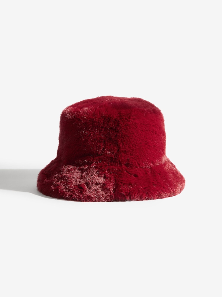Buy Friends Like These Burgundy Red Faux Fur Bucket Hat from Next Malta