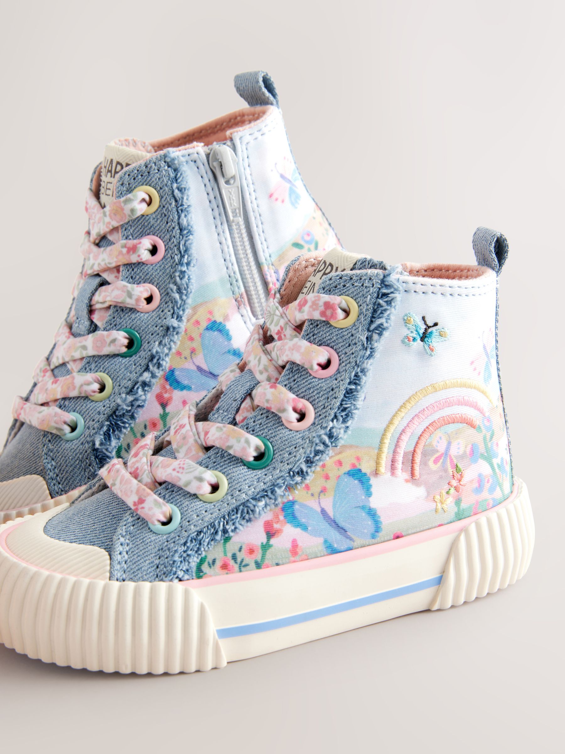 Buy Denim Blue Rainbow Standard Fit (F) High Top Trainers from the Next ...