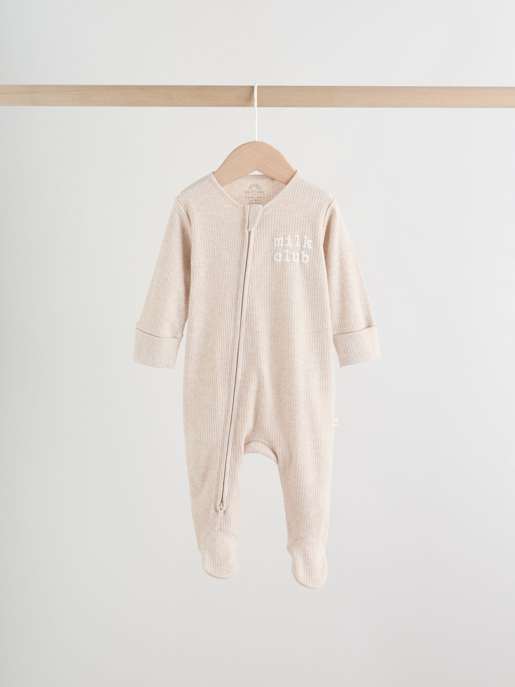 Buy Neutral Milkclub Two Way Zip Baby Sleepsuits 3 Pack (0-2yrs) from ...