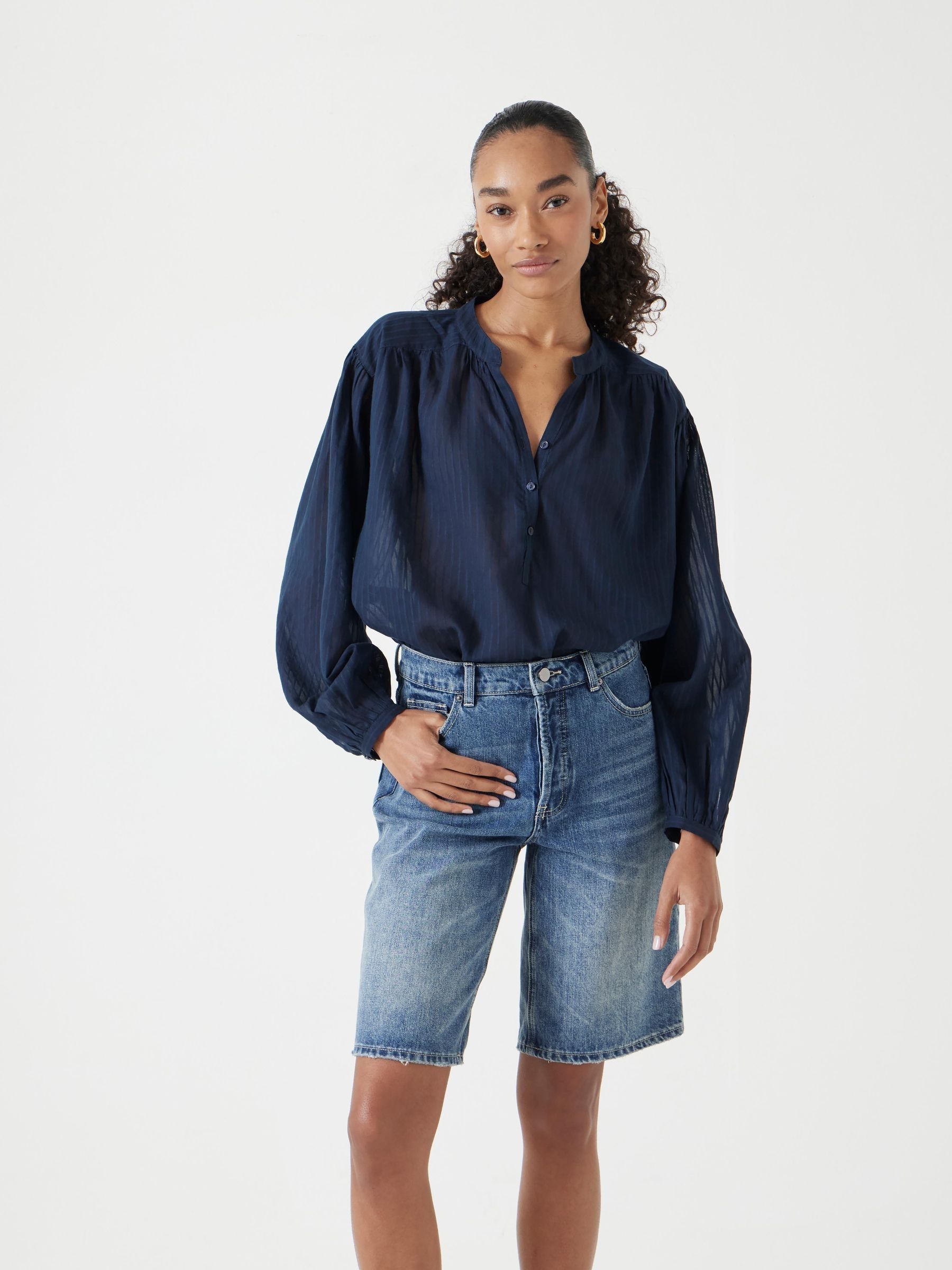Buy Hush Blue Bea Textured Stripe Blouse from the Next UK online shop