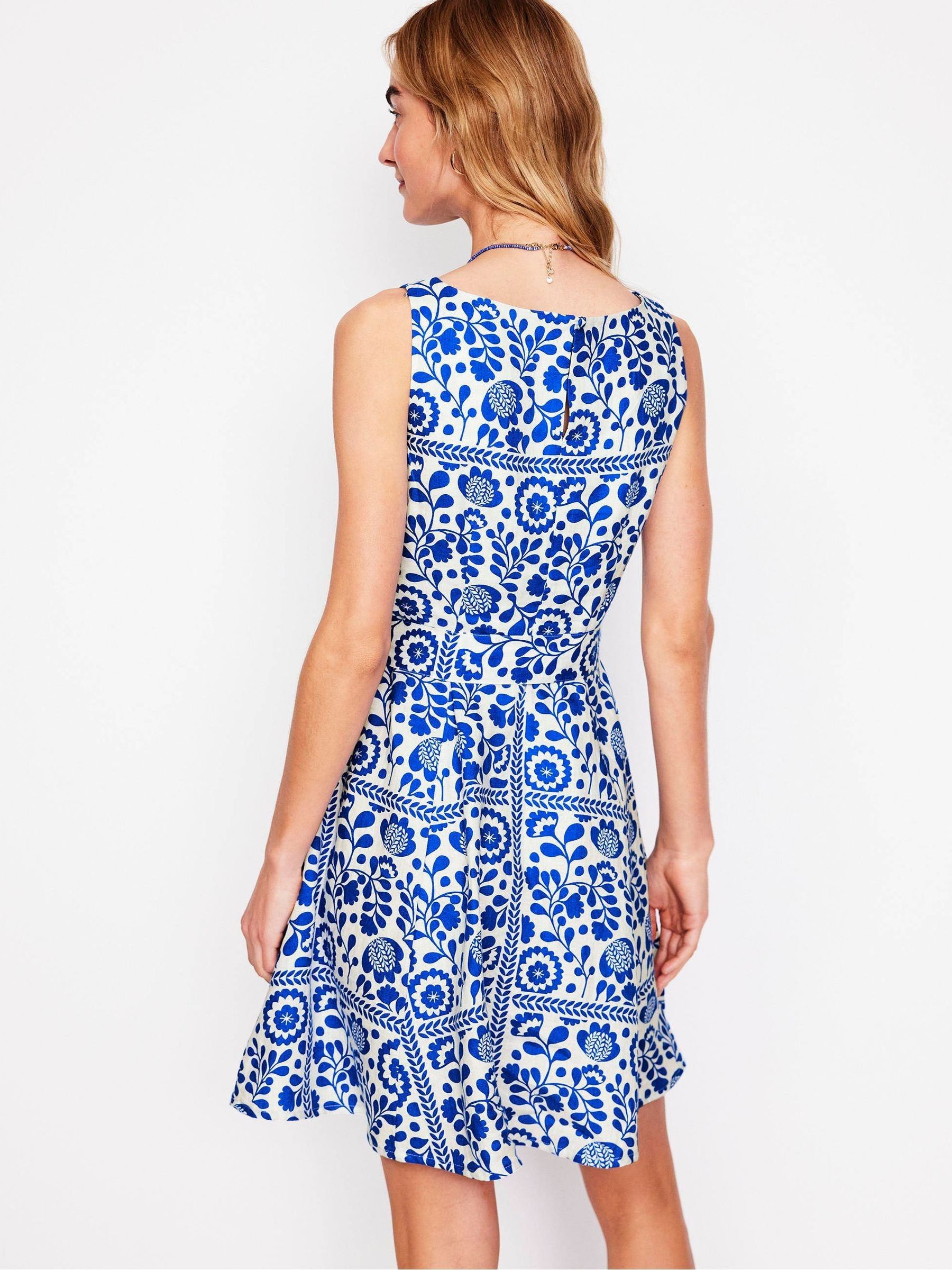 Buy Boden Blue Anya Sleeveless 100% Linen Dress from the Next UK online ...