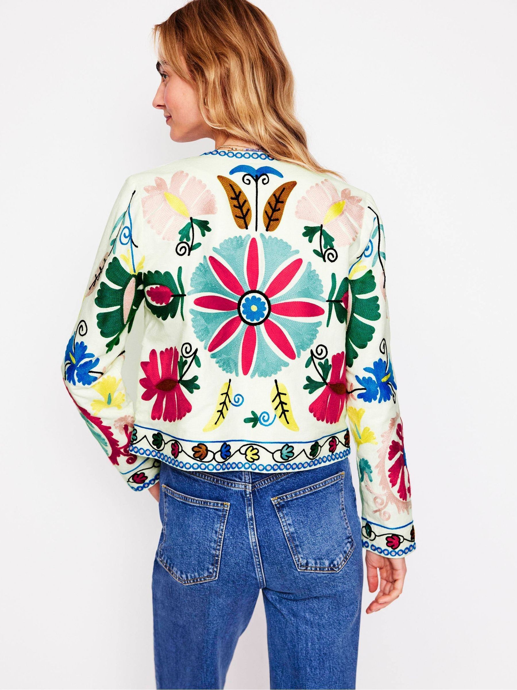 Buy Boden Cream Embroidered Linen Jacket from the Next UK online shop