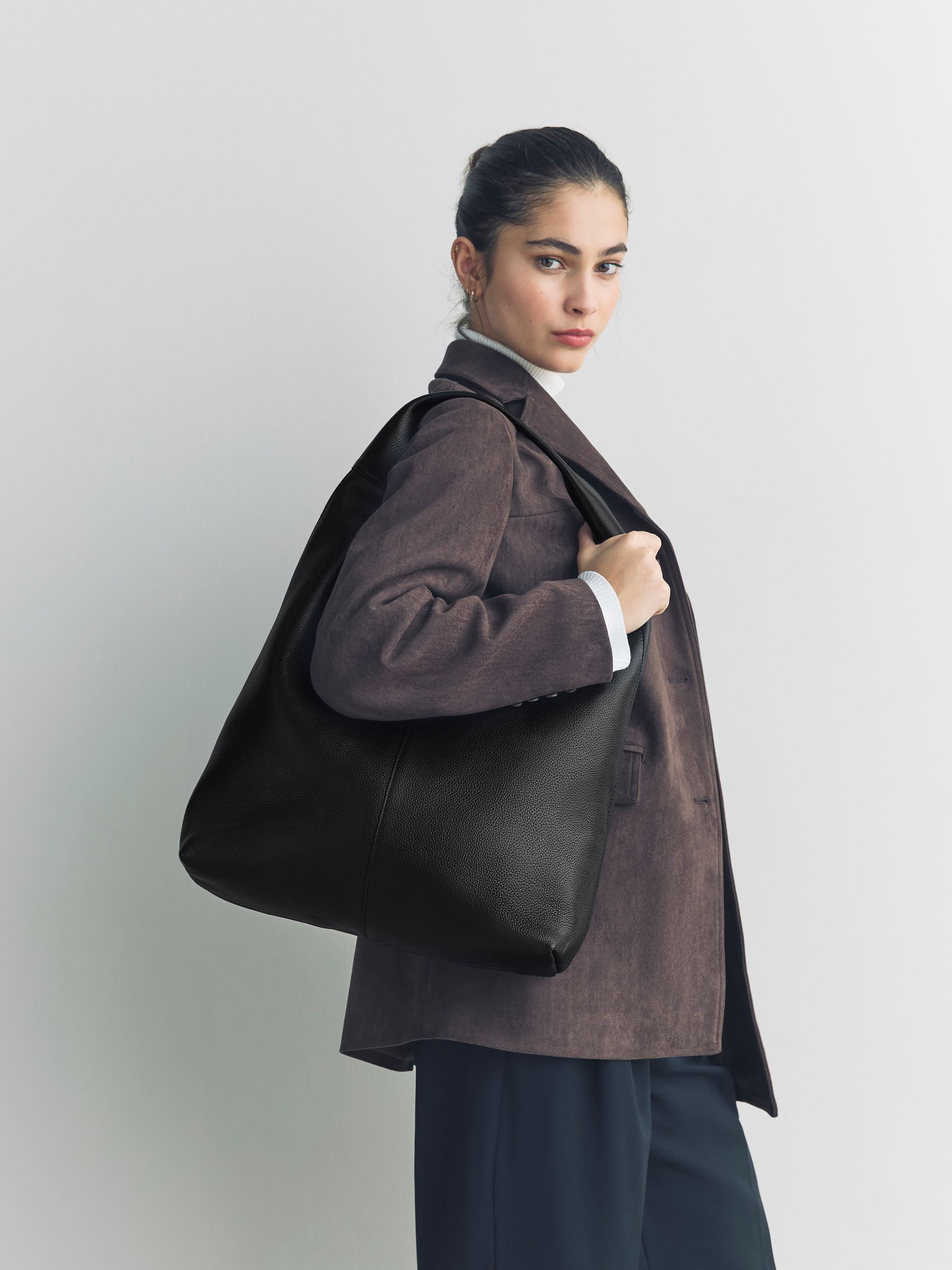 Buy Black Leather Slouchy Shoulder Bag from Next New Zealand