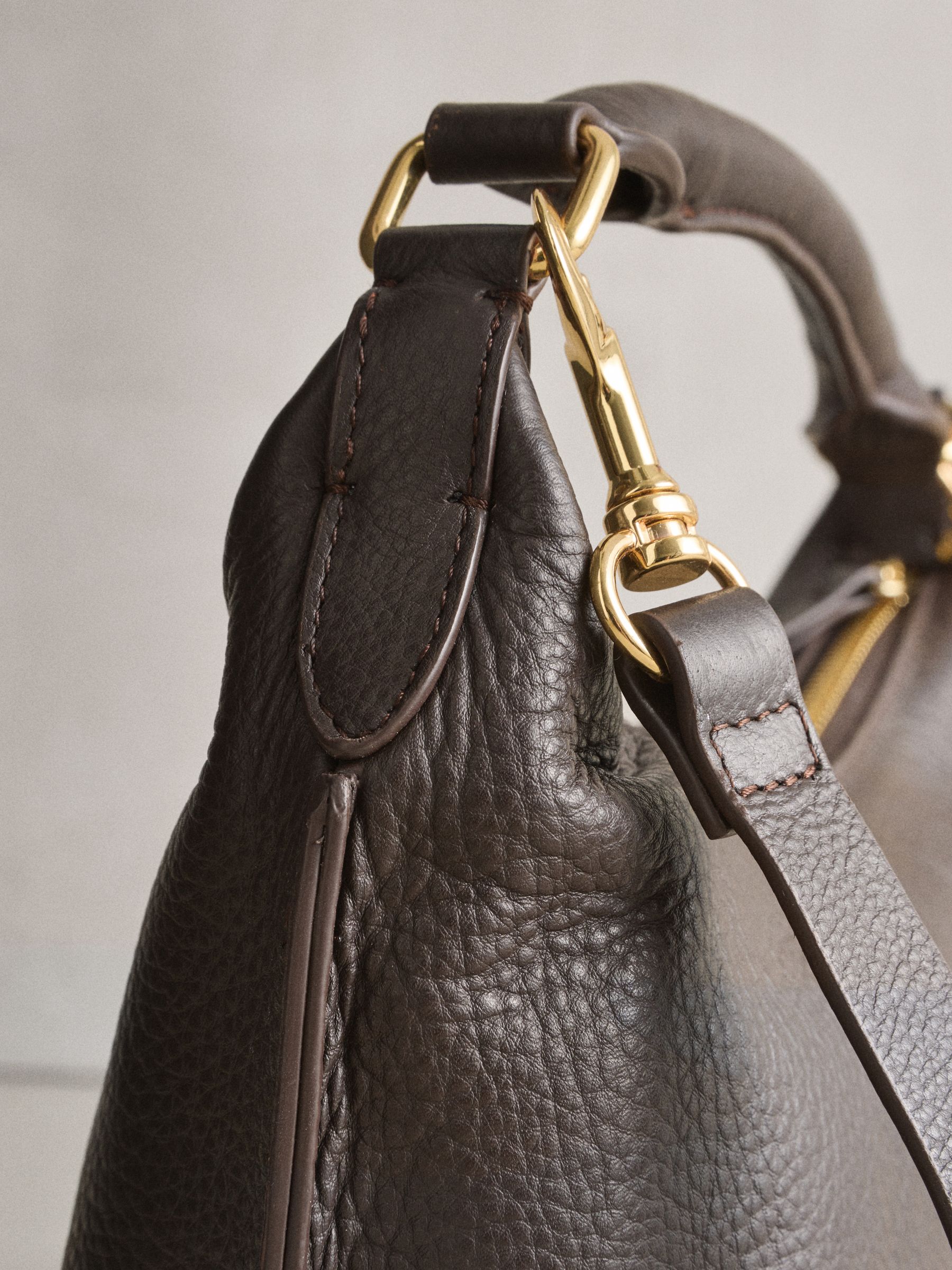 Buy Chocolate Brown Hand Held Leather Bag from Next Australia