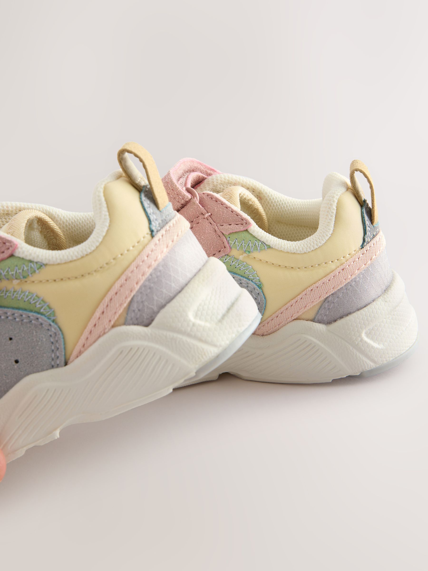 Buy Multi Pastel Wide Fit (G) Elastic Lace Touch Fasten Trainers from ...