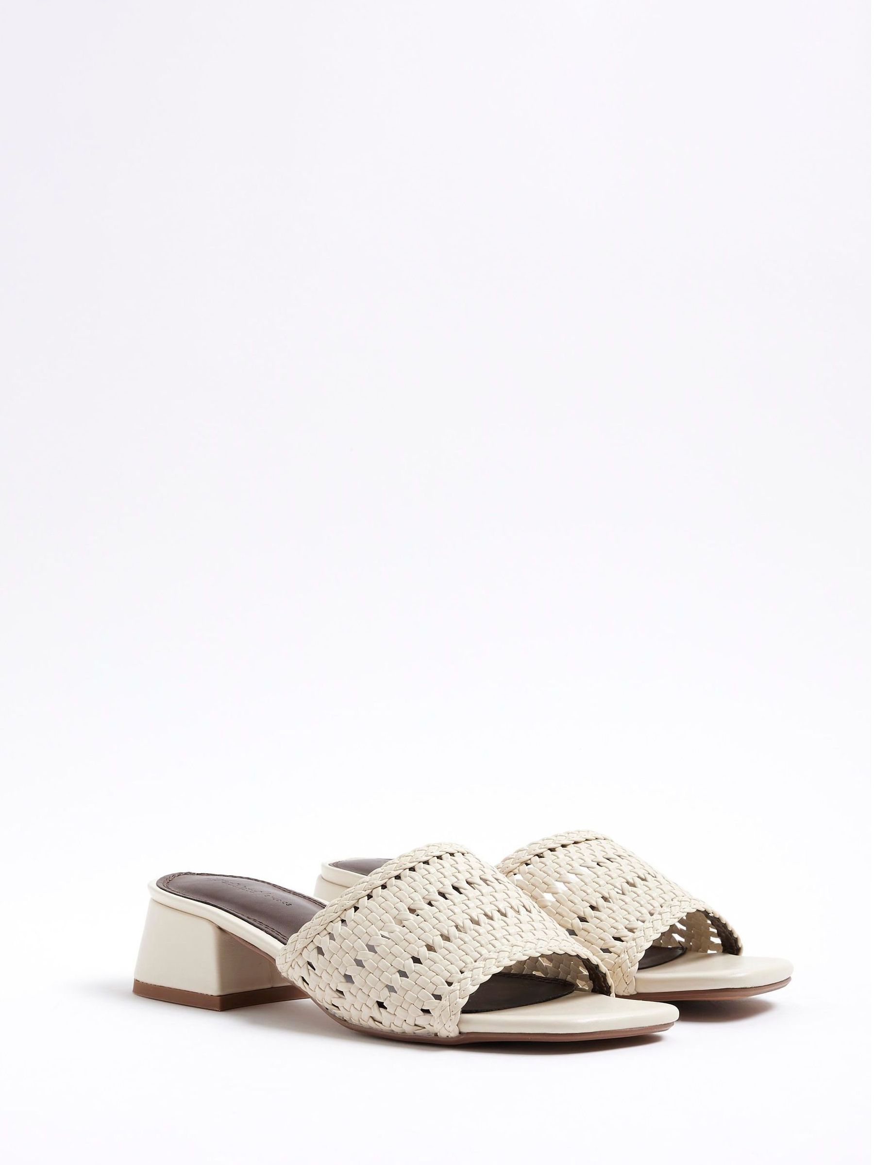 Buy River Island Cream Woven Block Heel Sandals from the Next UK online ...