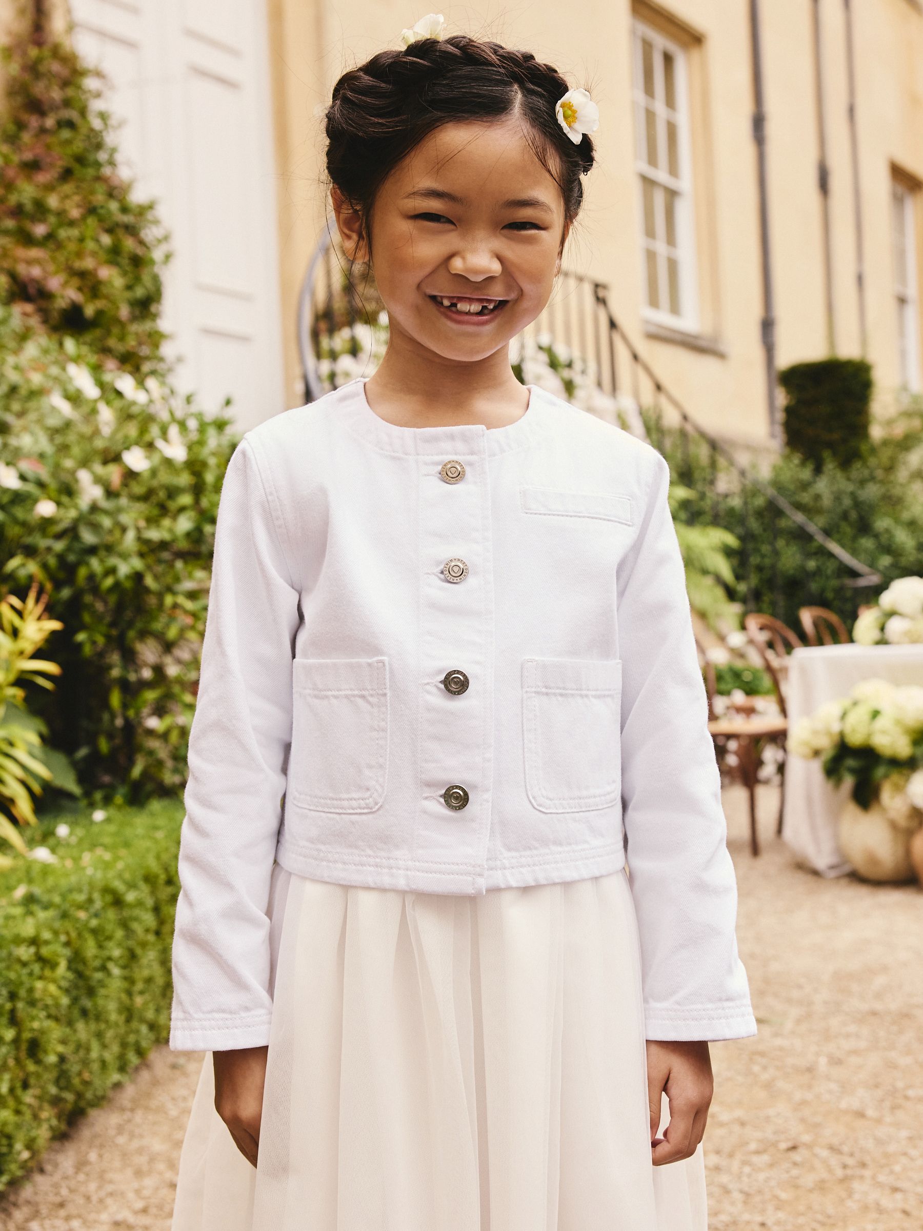 Buy White Collarless Denim Jacket (3-16yrs) from Next Saudi Arabia
