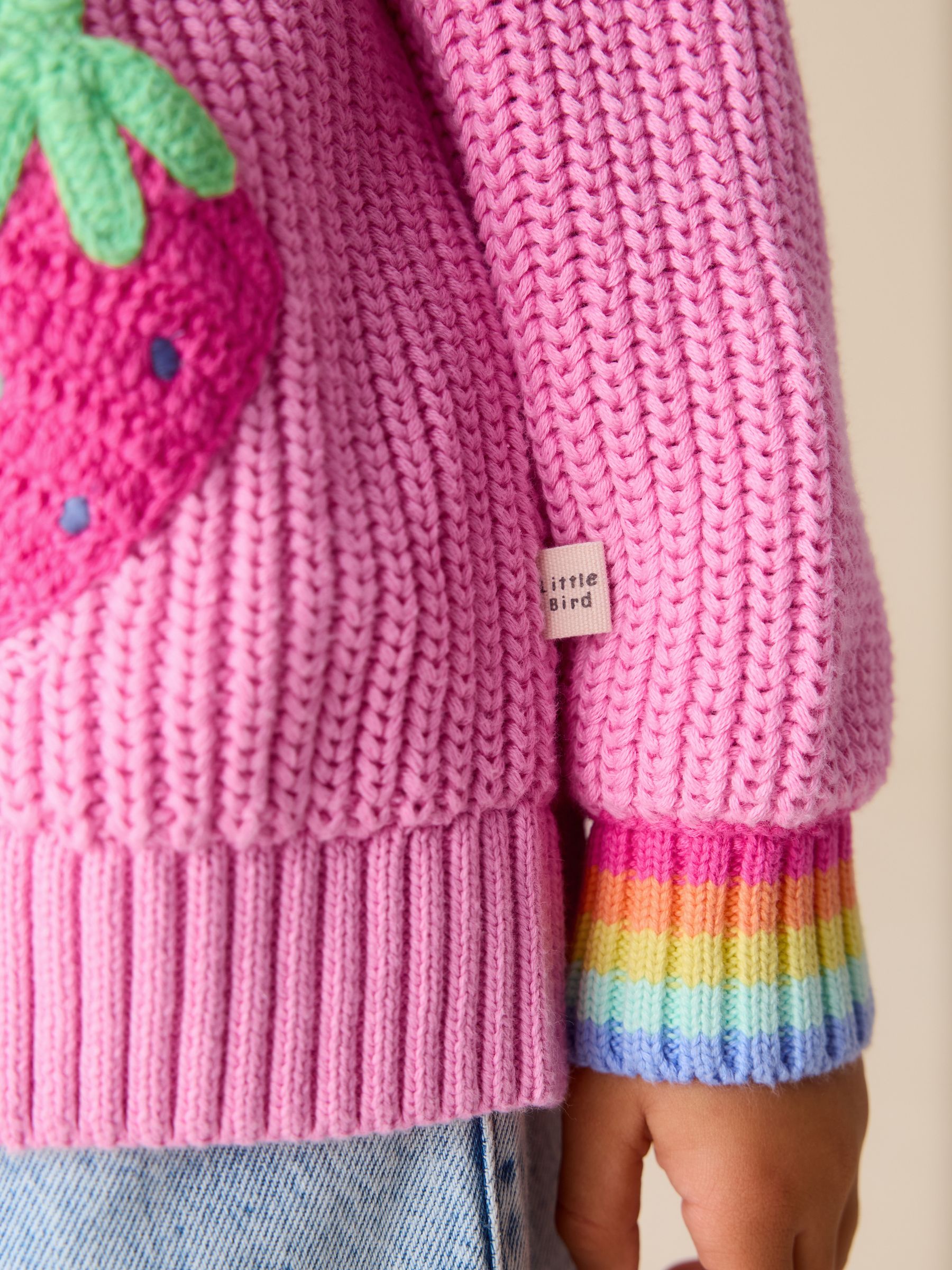 Buy Little Bird by Jools Oliver Pink Knitted V-Neck Strawberry Cardigan ...