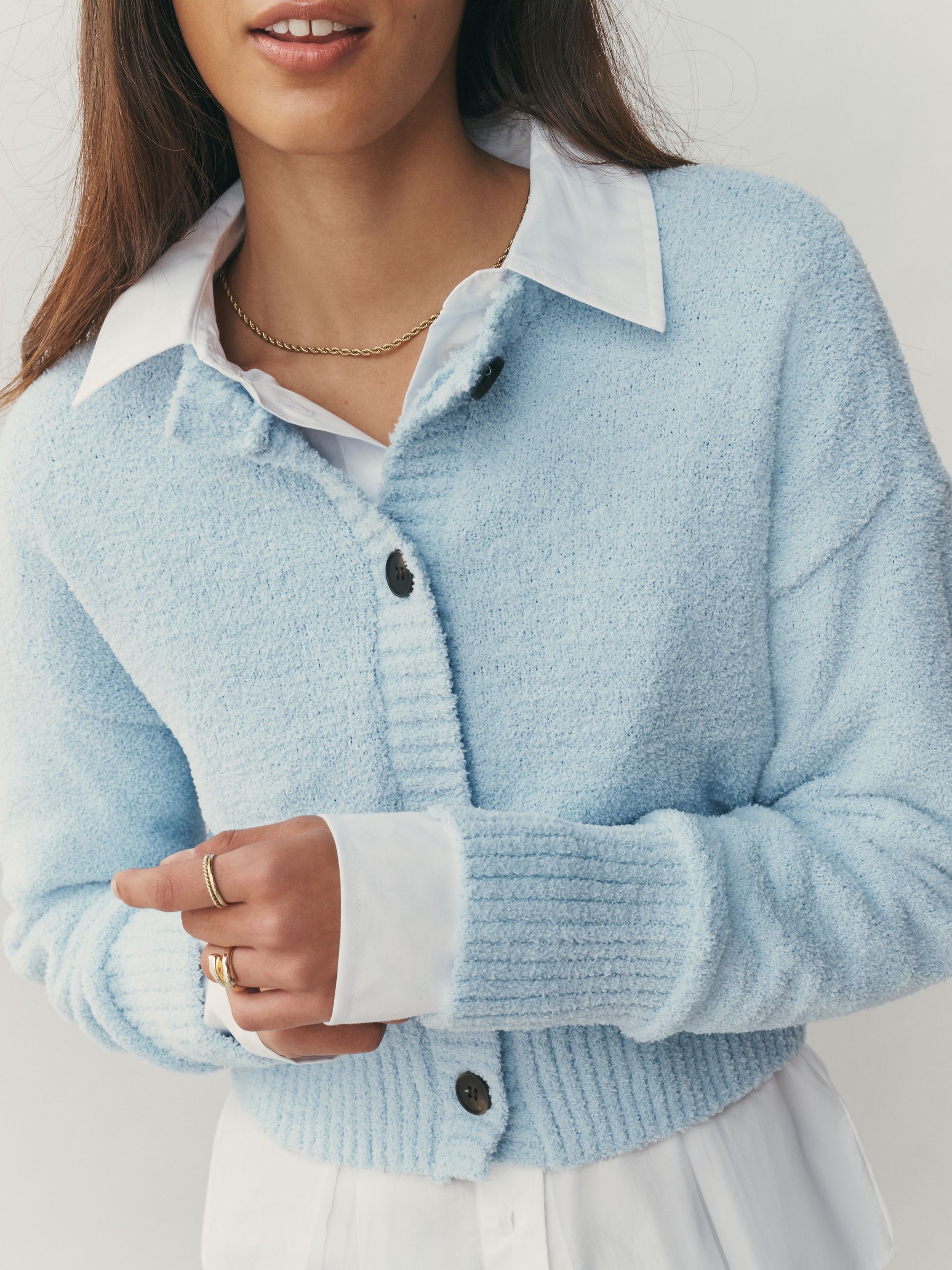 Buy Light Blue Cosy Button Up Cardigan from Next New Zealand