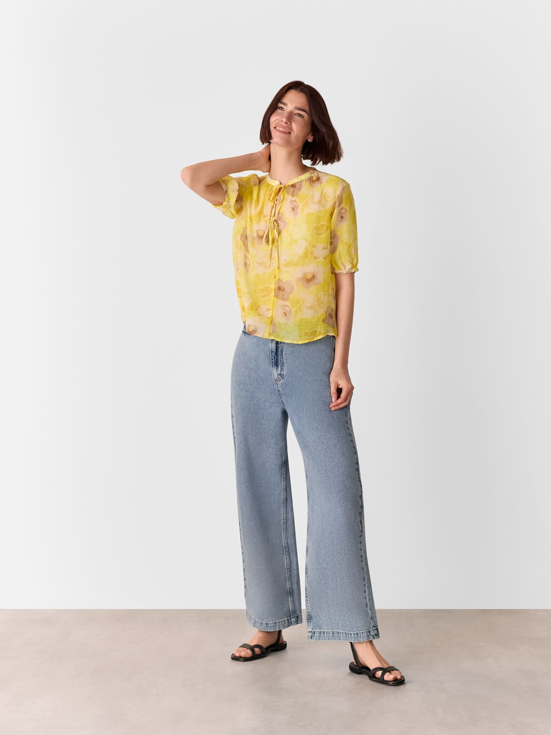 Buy Whistles Yellow Sunshine Floral Print Texture Blouse from the Next ...