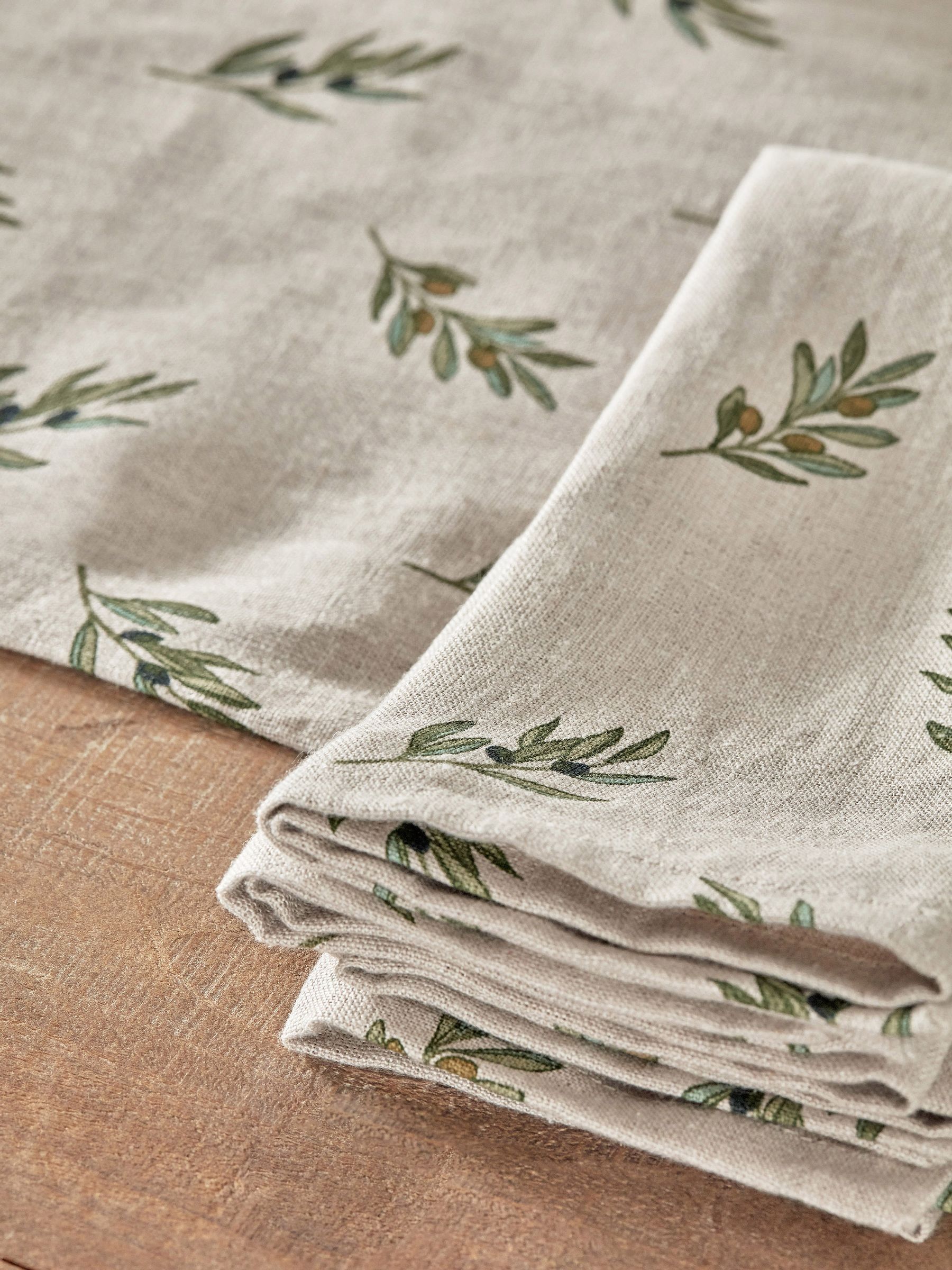 Buy Sophie Allport Natural Linen Olive Napkins Set of 4 from the Next ...