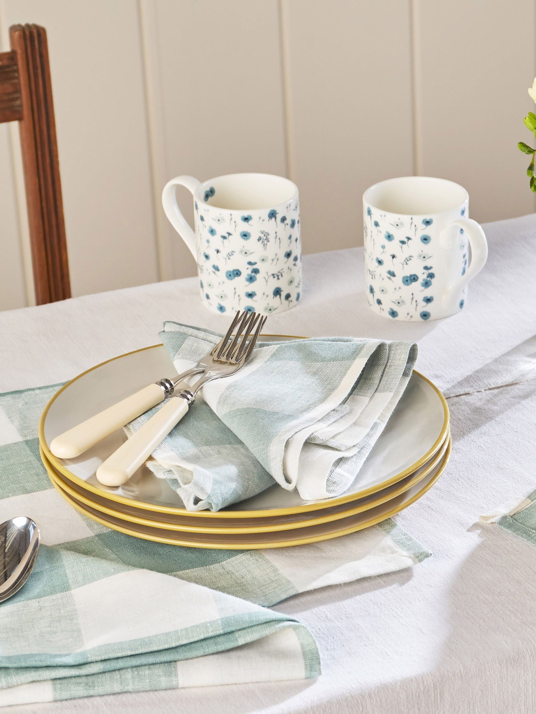 Buy Sophie Allport Set of 4 Light Teal Linen Gingham Napkins from the ...
