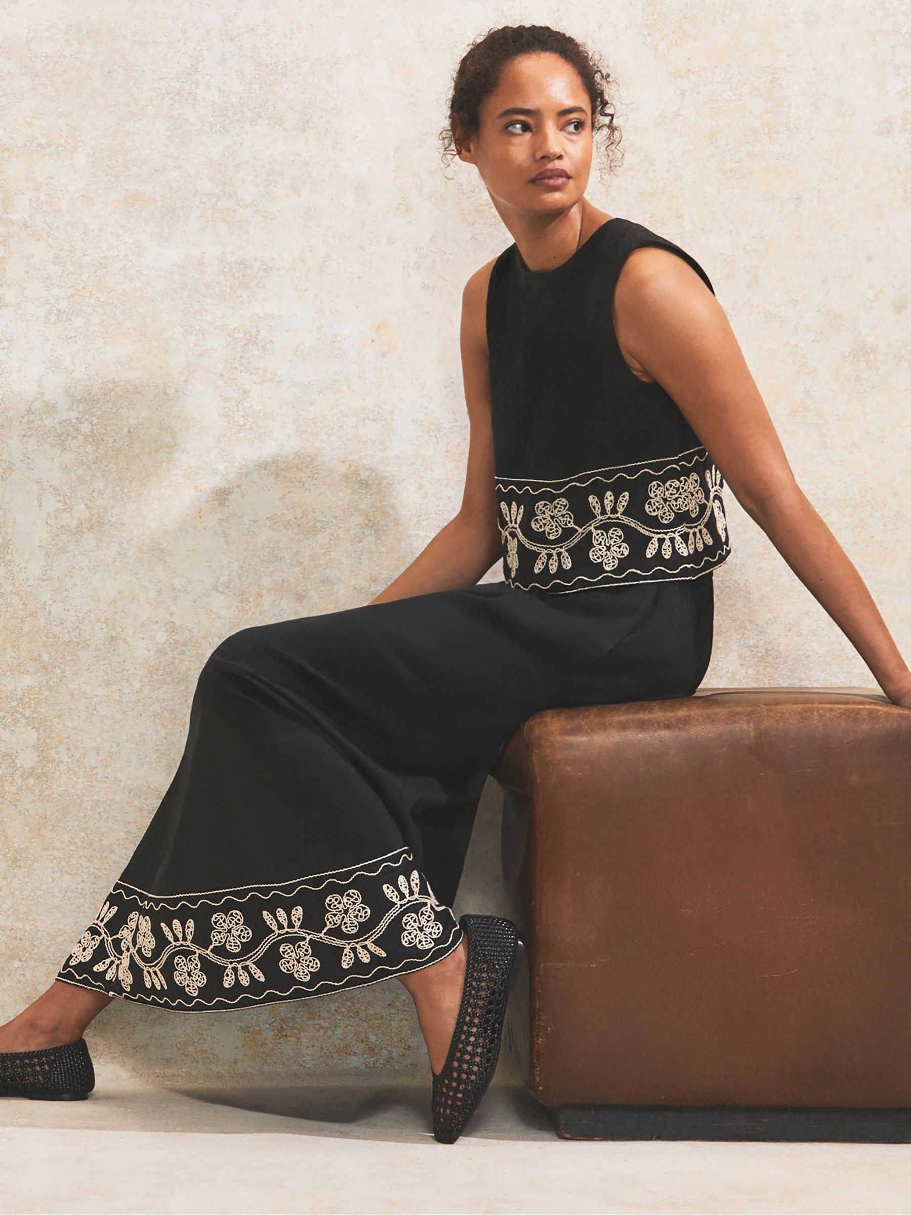 Buy Ro&Zo Black Embroidered Shell Top from the Next UK online shop