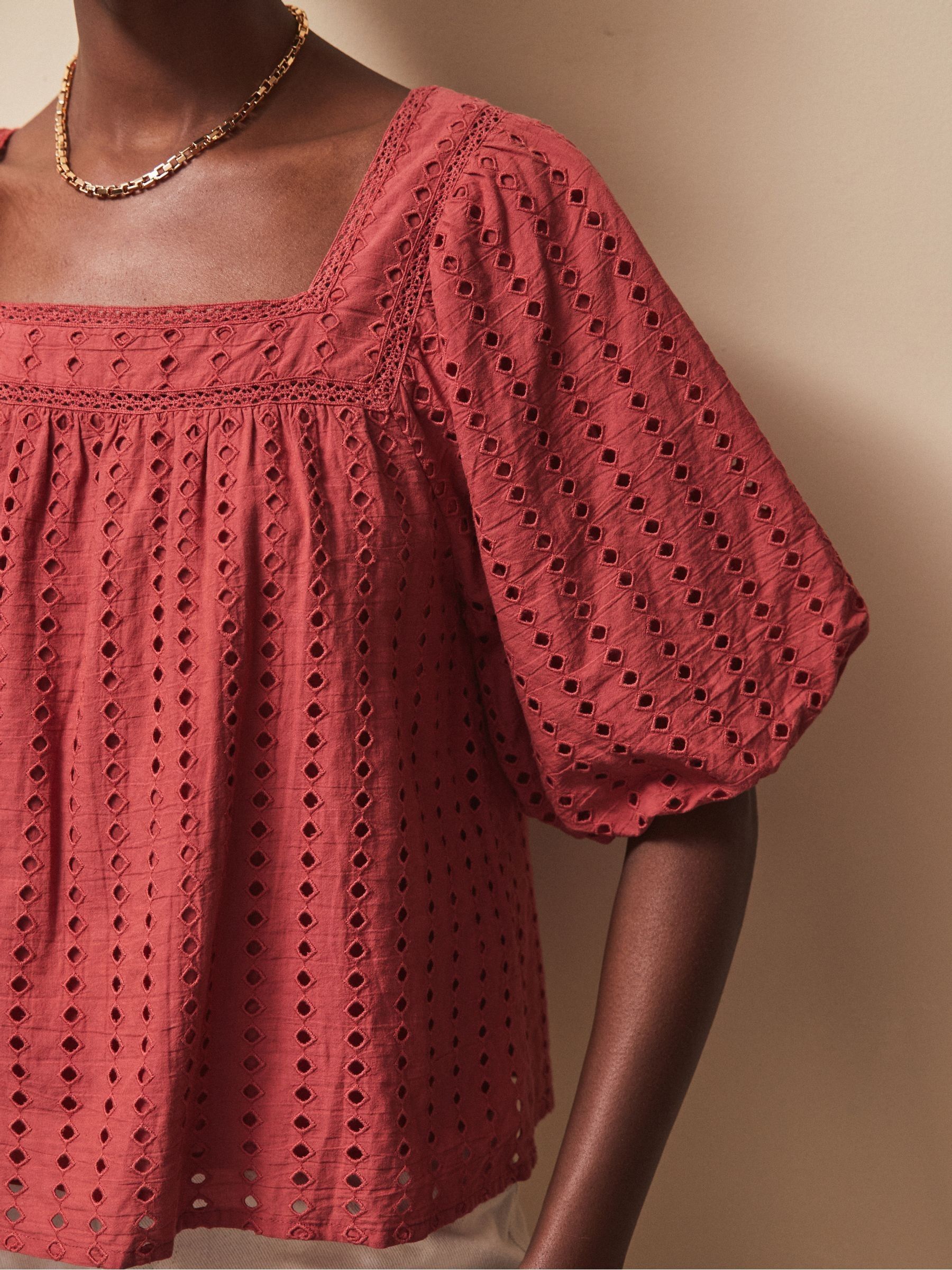 Buy Ro&Zo Red Broderie Smock 100% Cotton Top from the Next UK online shop