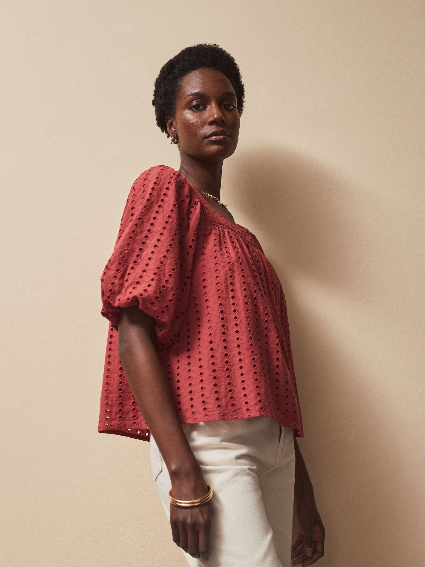Buy Ro&Zo Red Broderie Smock 100% Cotton Top from the Next UK online shop