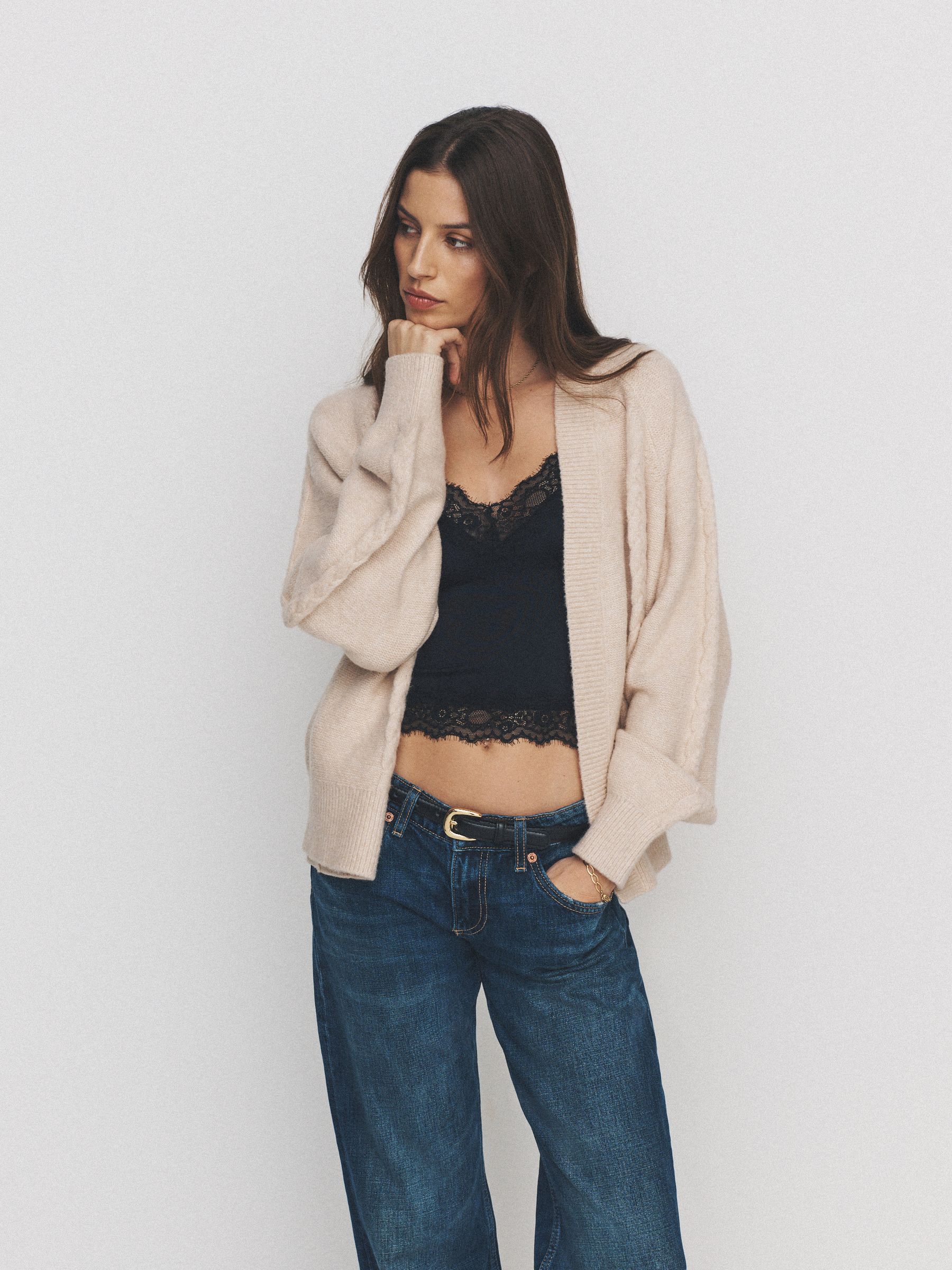 Buy The Set 2 Pack Knitted Cable Cardigans Cream/Black from the Next UK ...