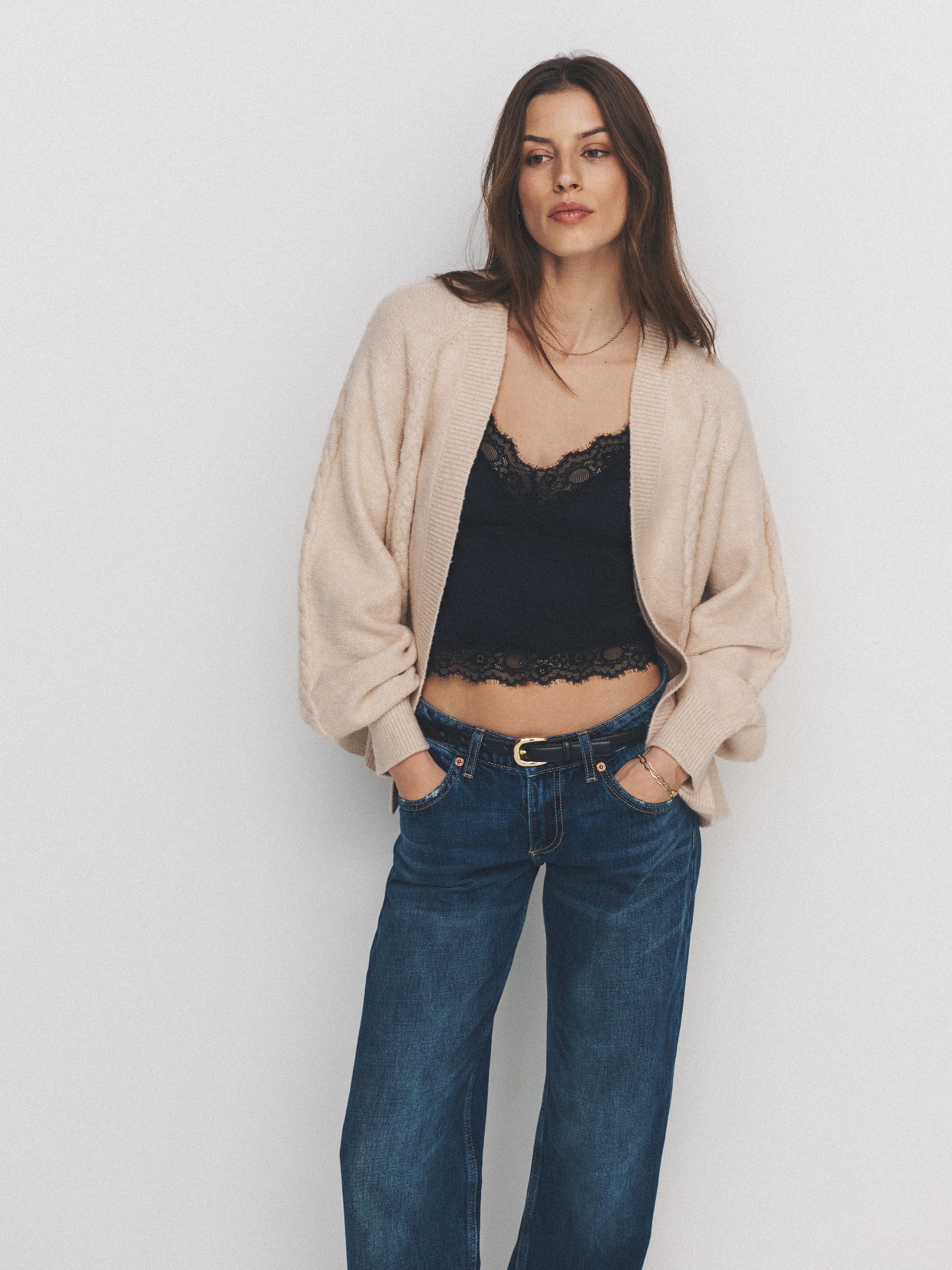 Buy The Set 2 Pack Knitted Cable Cardigans Cream/Black from the Next UK ...