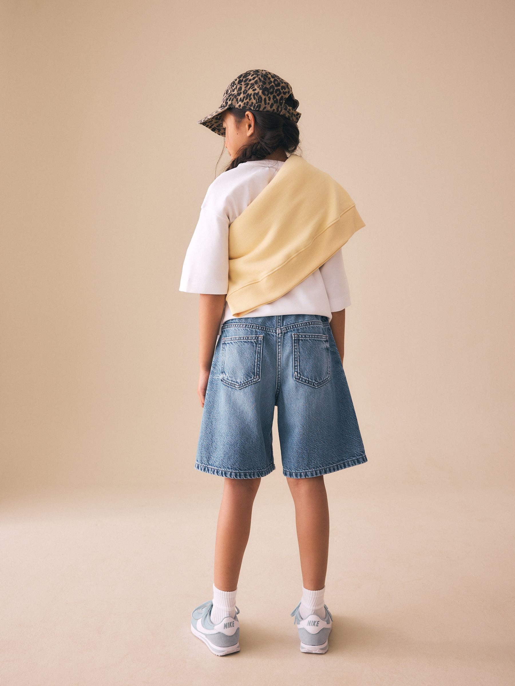 Buy Mid Blue Regular Length Relaxed Denim Shorts (3-16yrs) from the ...