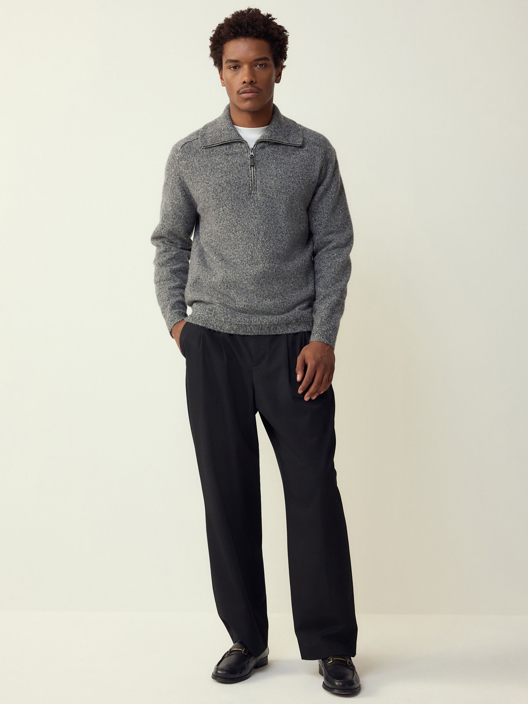 Buy Charcoal Grey Quarter Zip Neck Jumper with Wool from Next India