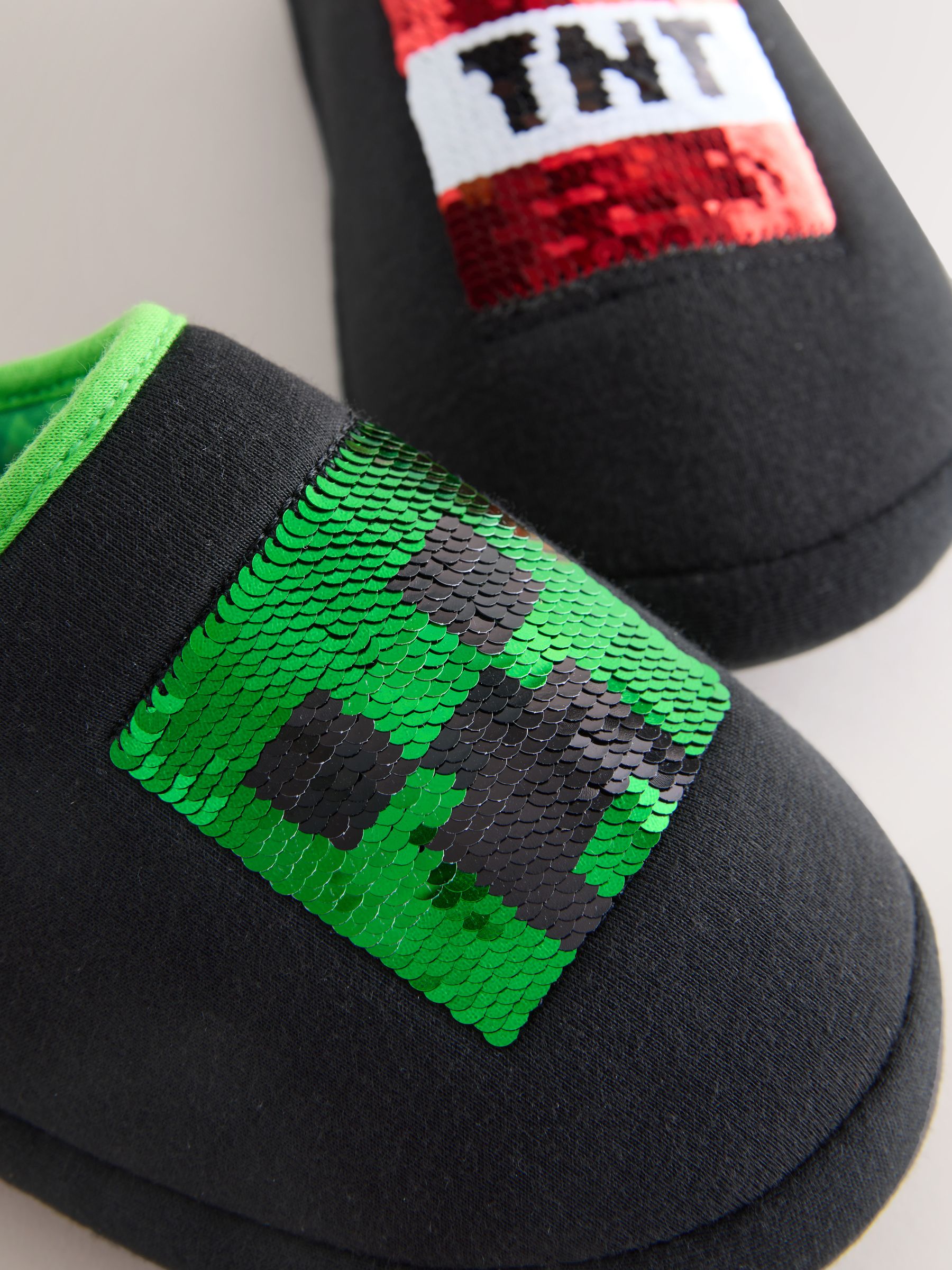Buy Black Minecraft Flippy Sequin Slipper Mules from the Next UK online ...