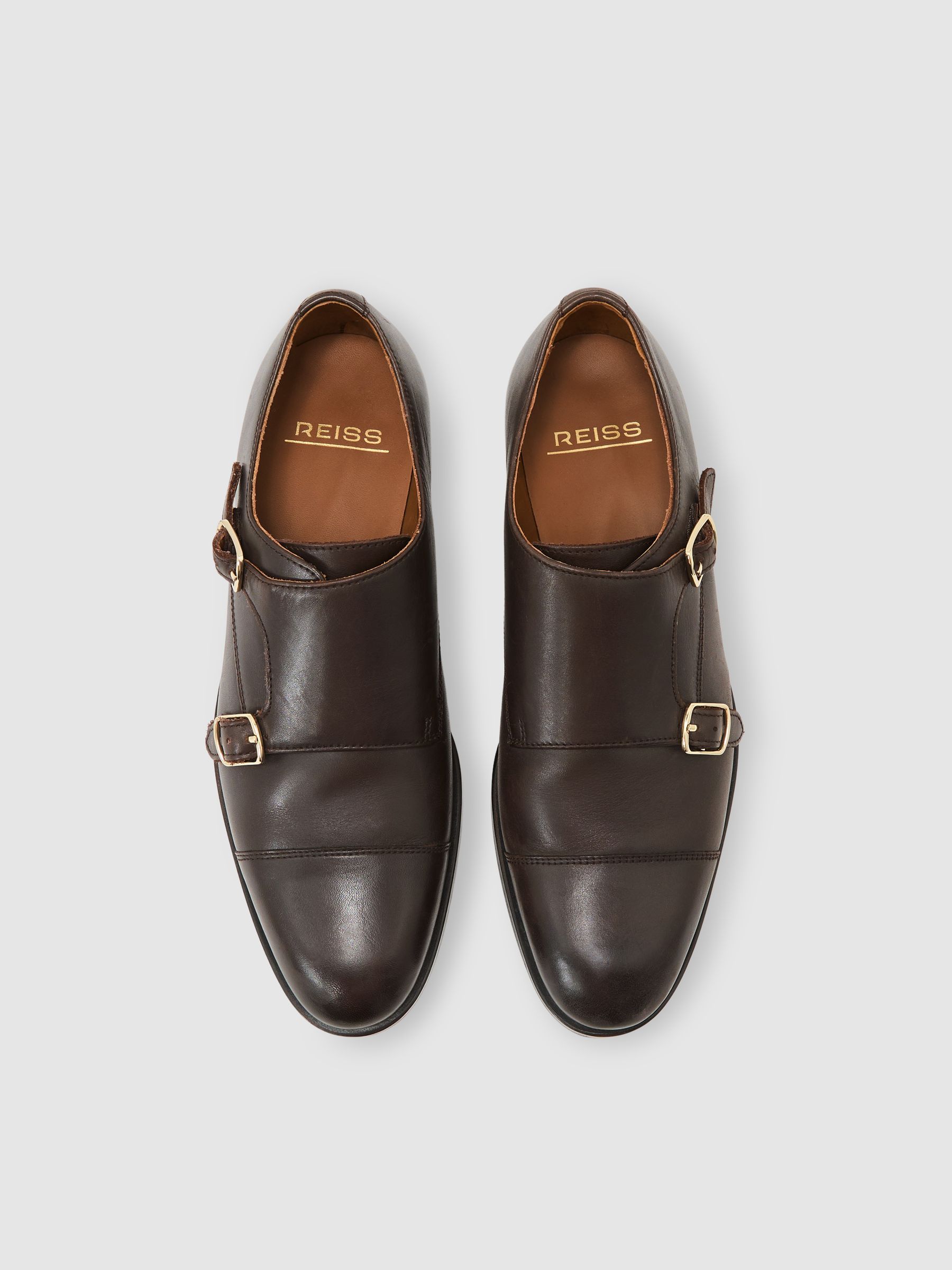 Buy Reiss Dark Brown Amalfi Leather Double Monk Strap Shoes from Next USA