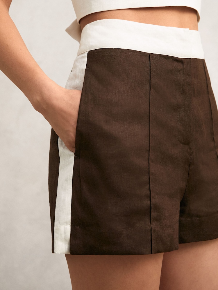 Buy Reiss Rebecca Linen Colourblock Shorts from Next Thailand