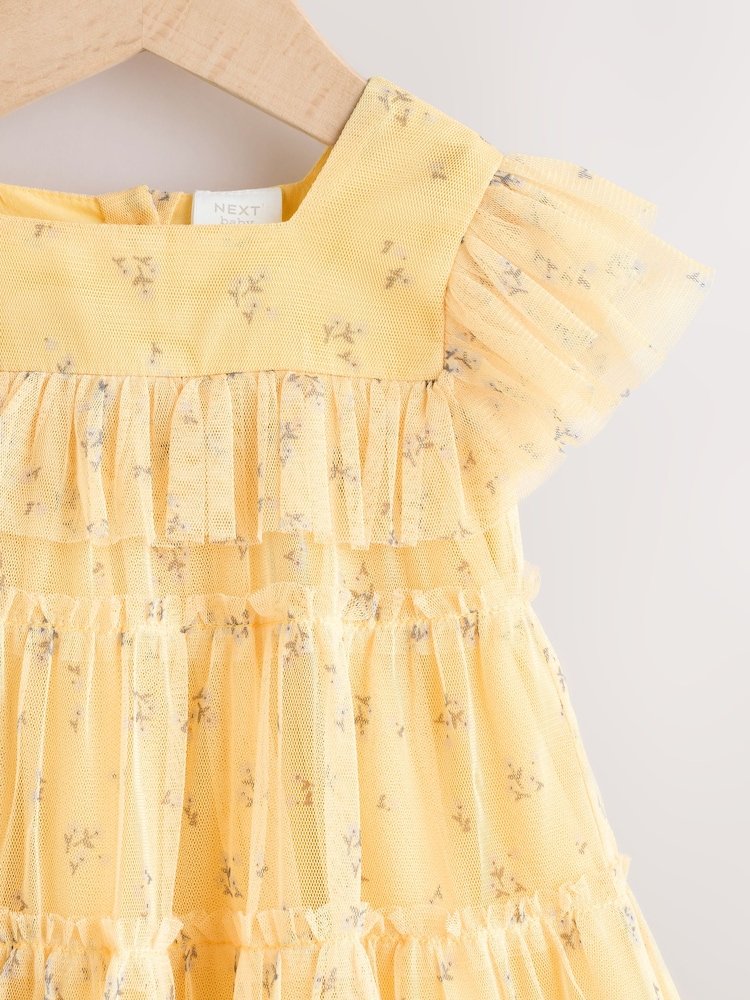 Buy Yellow Ditsy Baby Mesh Dress (0mths-2yrs) from Next France