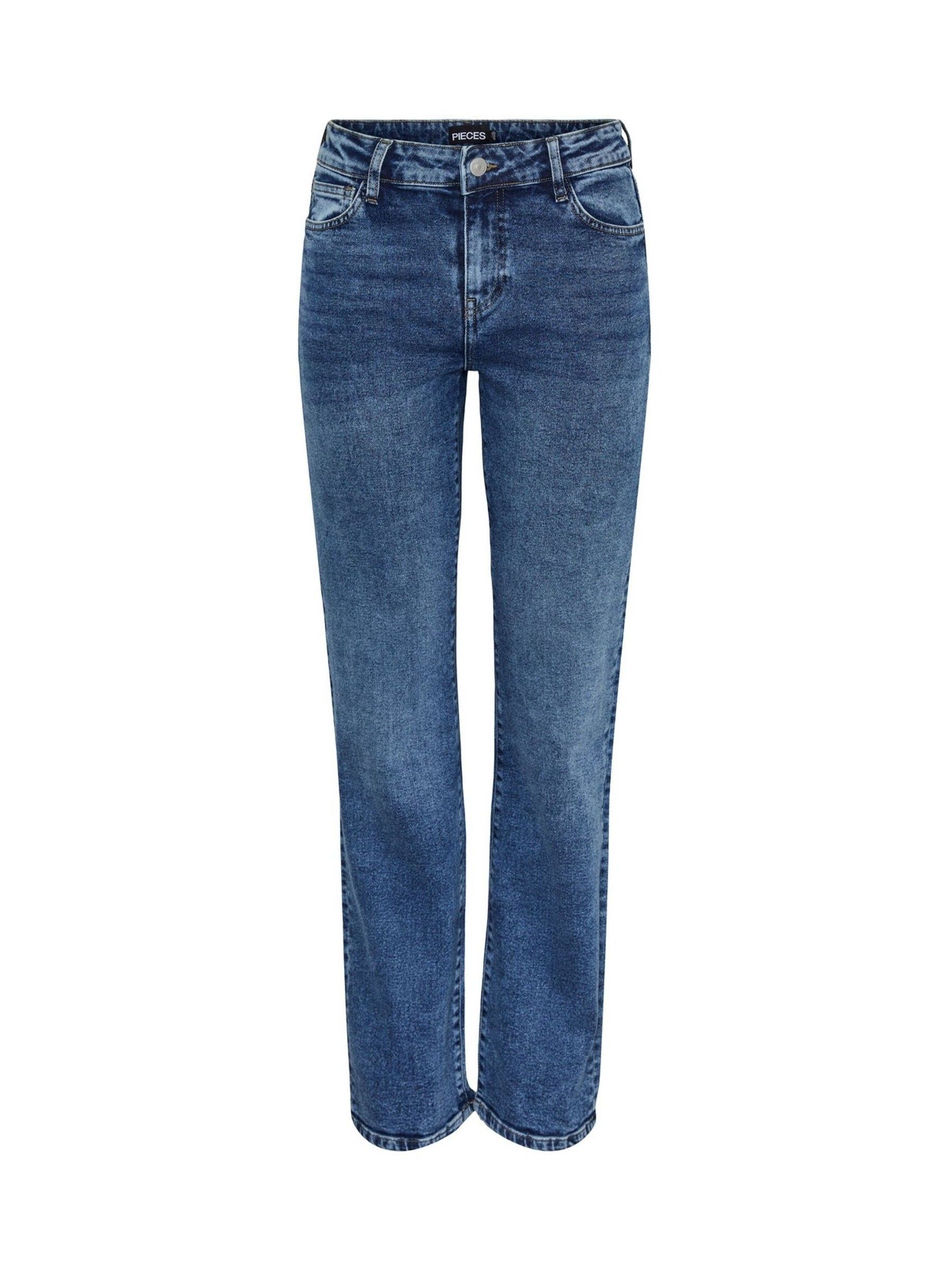 Buy PIECES Blue Mid Rise Straight Leg Jeans from the Next UK online shop