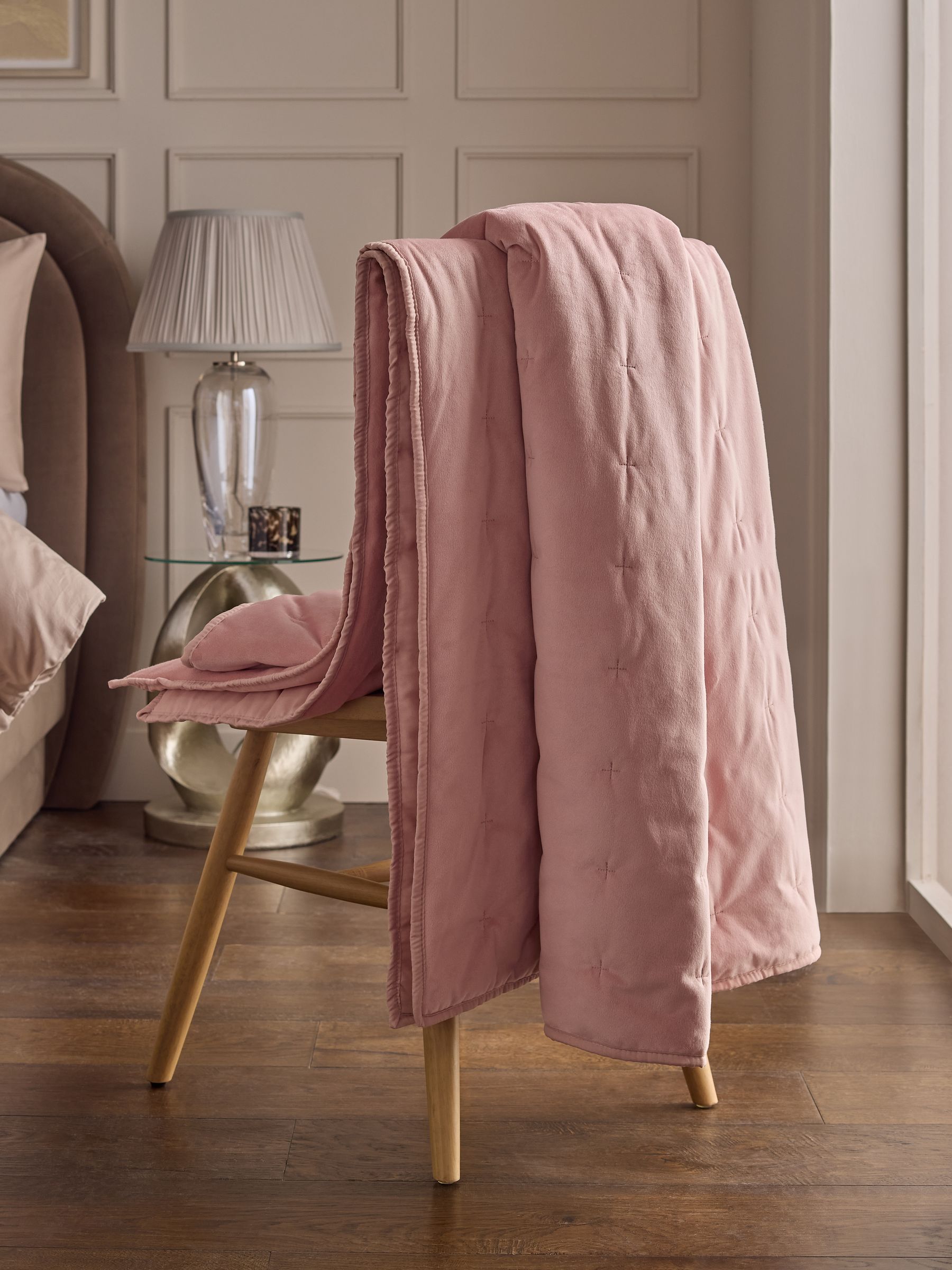 Buy Pink Elsie Velvet Quilted Bedspread from Next Australia