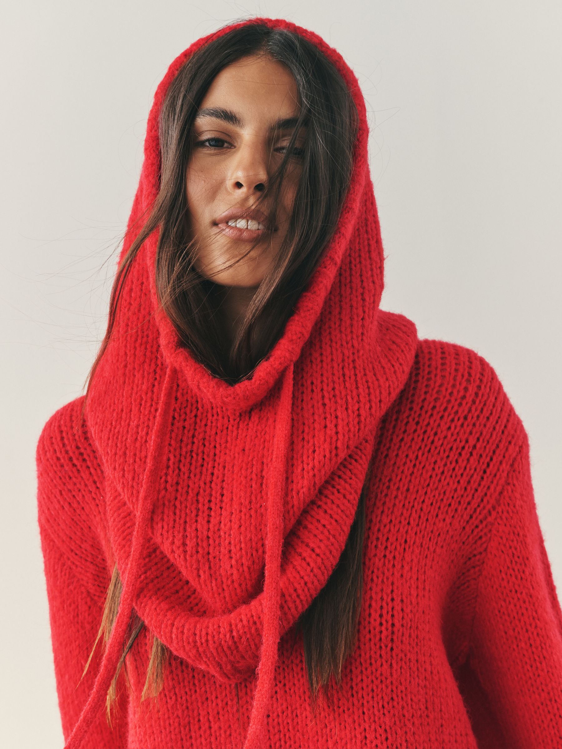 Buy Nothing Ordinary Red Knitted Hooded Snood With Wool from the Next ...