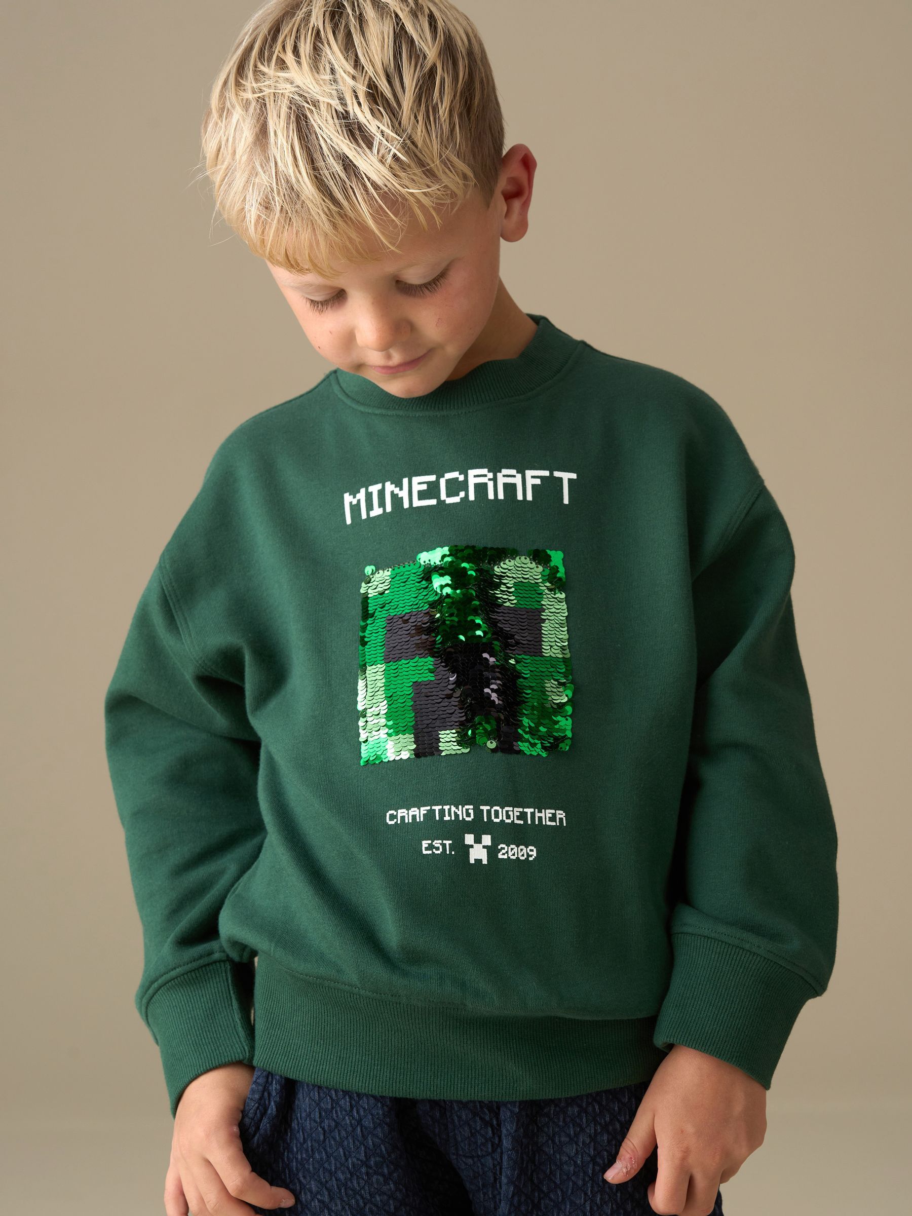 Buy Angel & Rocket Green Minecraft Sequin Sweatshirt from Next Australia