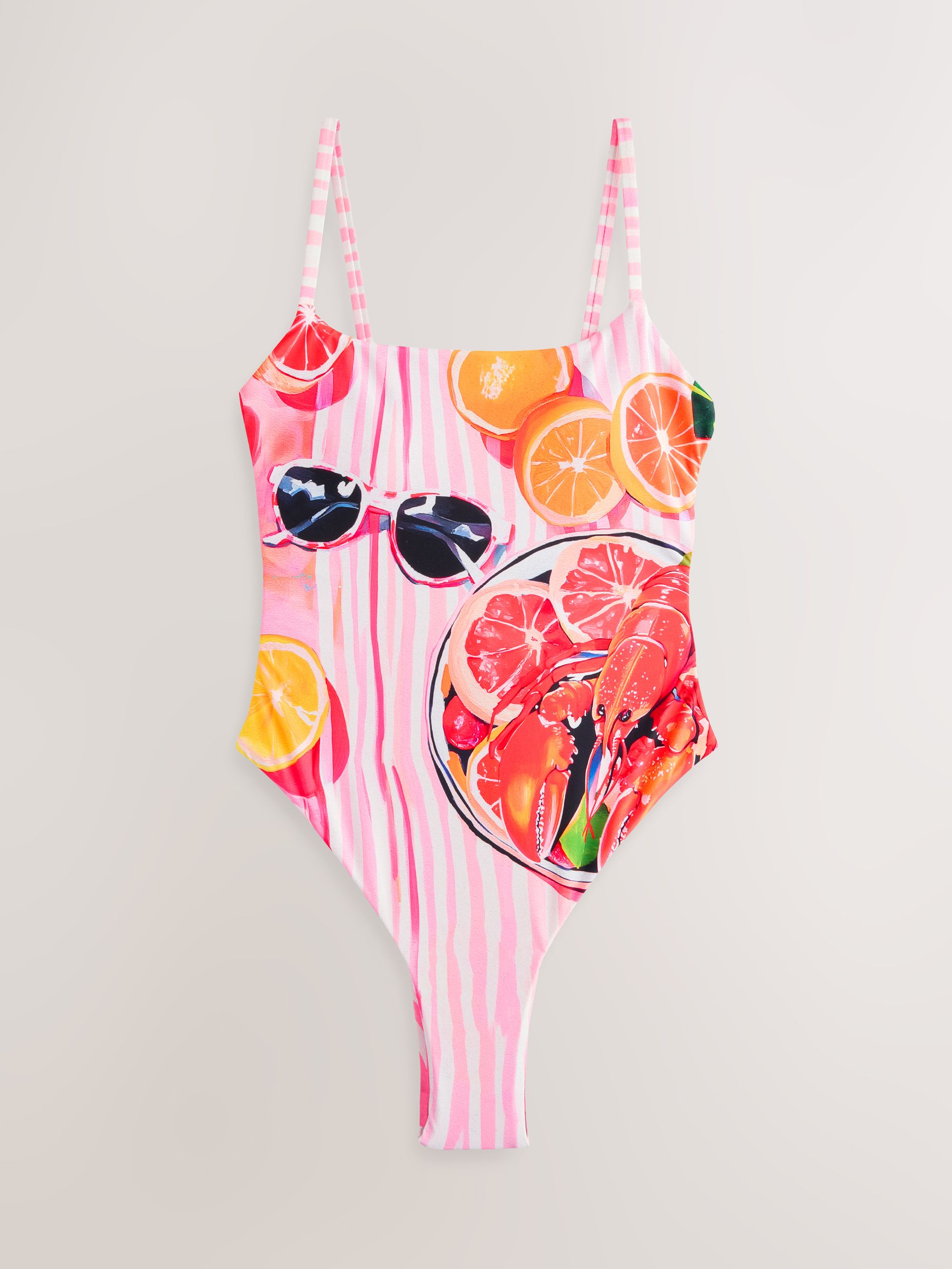 Buy Pink Lobster Tablescape High Leg Tummy Control Scoop Swimsuit from ...