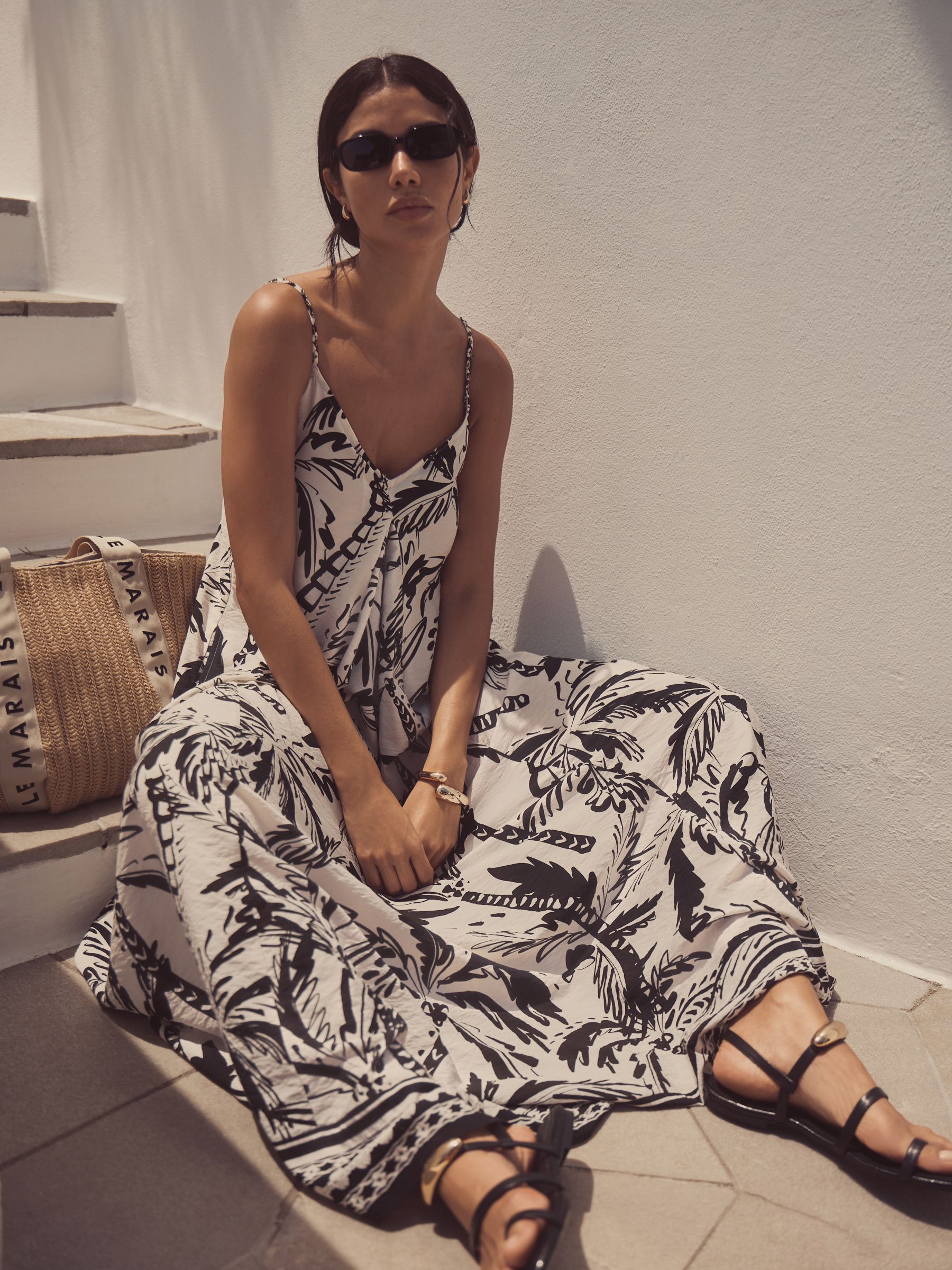 Buy Black/White Volume Maxi Dress from the Next UK online shop