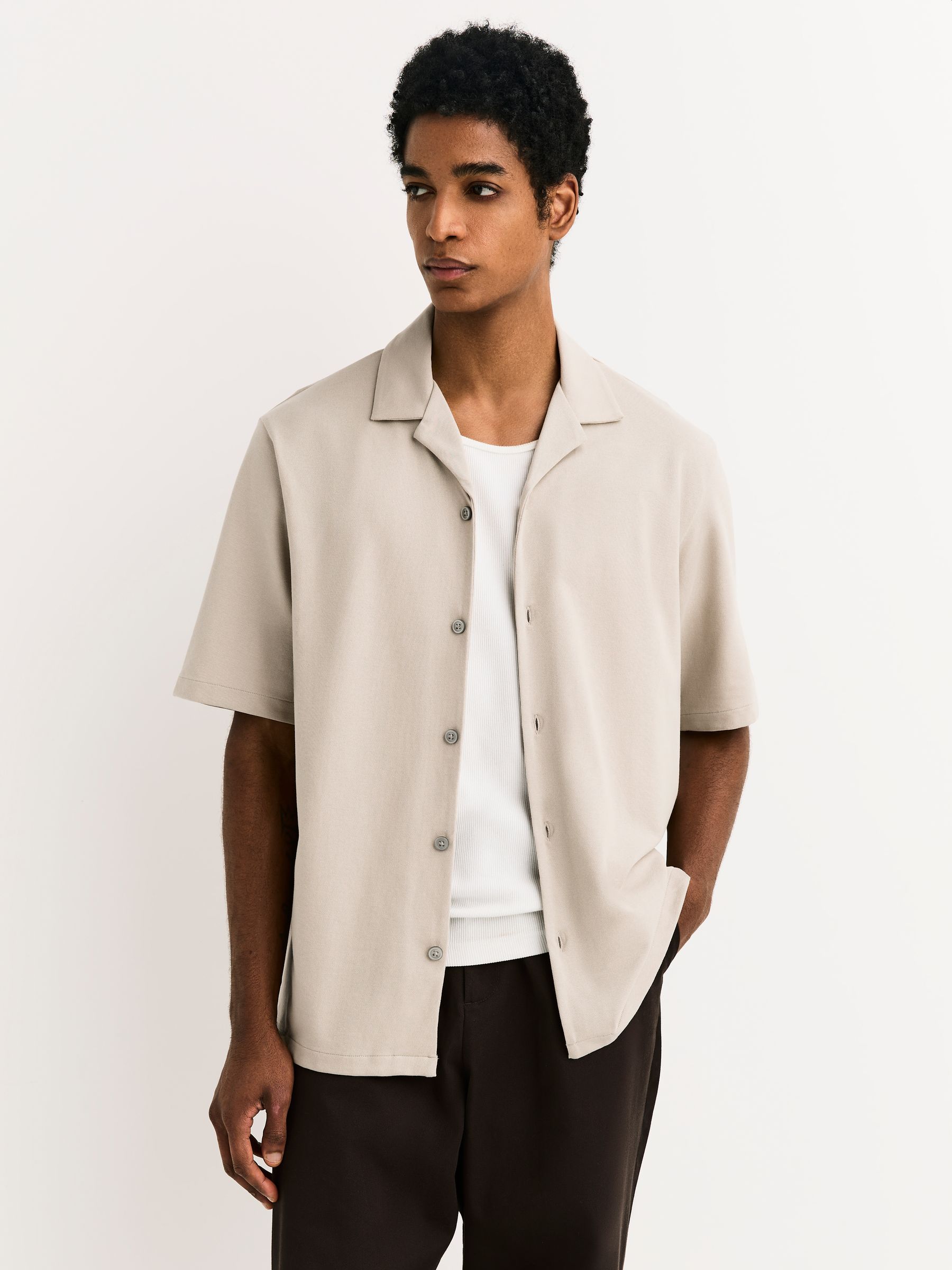 Buy Brown/Black/Neutral Regular Fit Short Sleeve Revere Collar Jersey ...