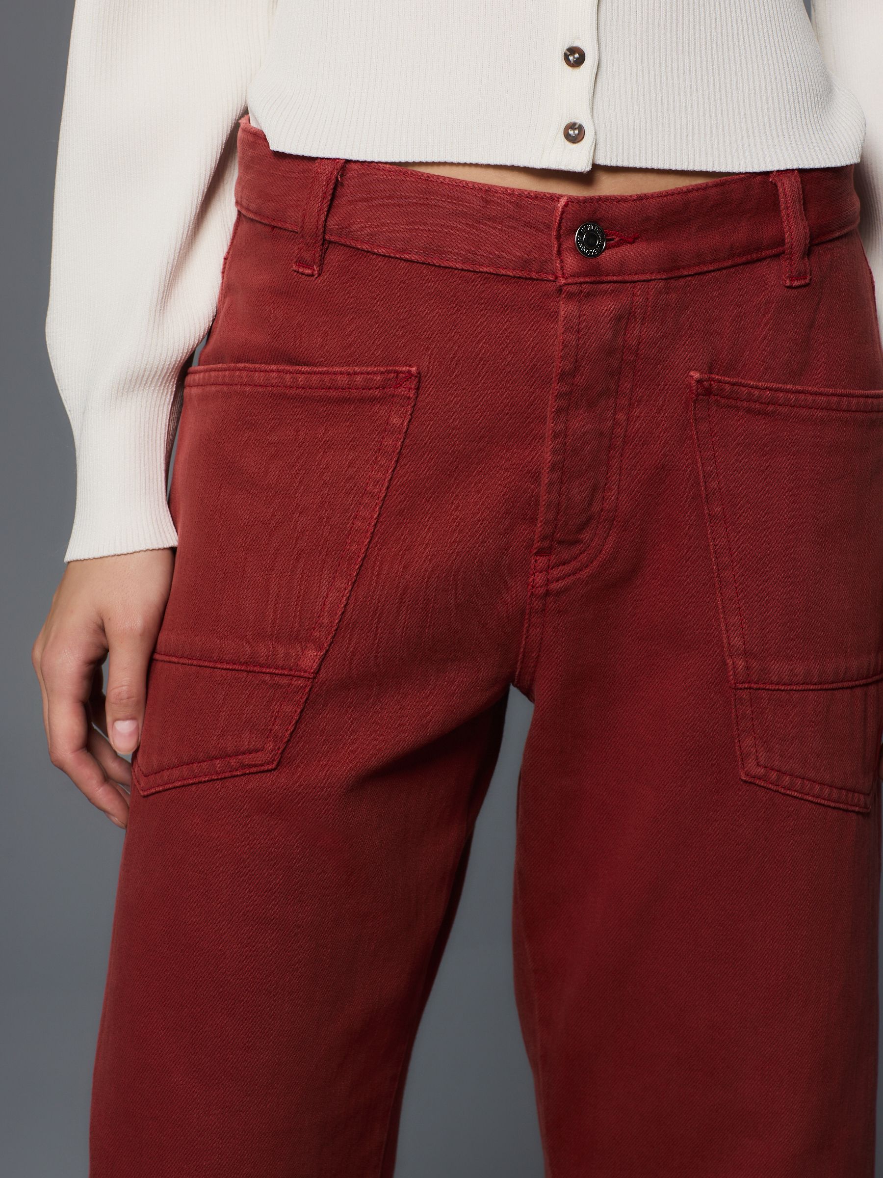 Buy Brick Red Double Pocket Barrel Jeans from Next Canada