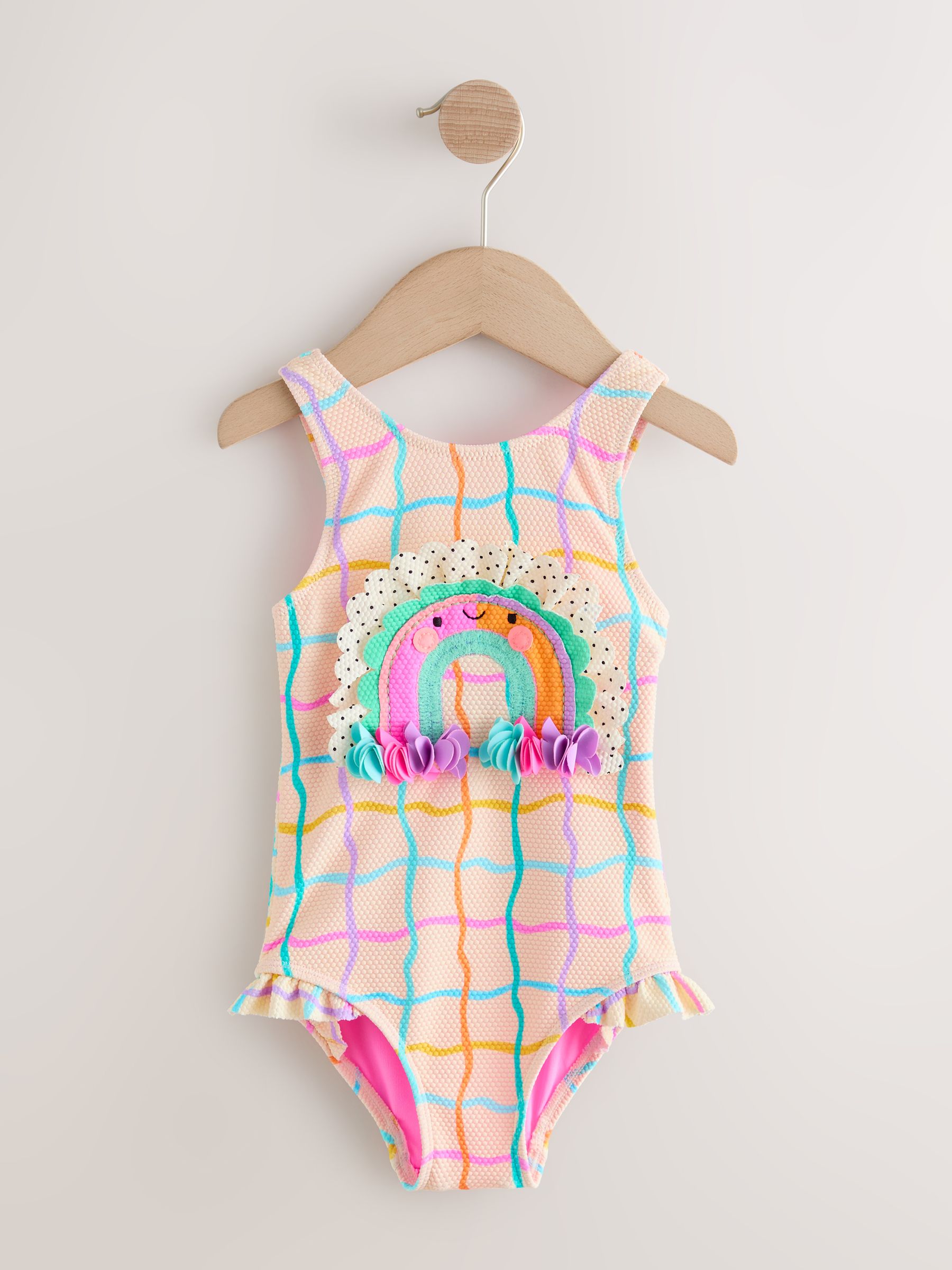 Buy Rainbow Check Frill Leg Swimsuit (3mths-7yrs) from the Next UK ...