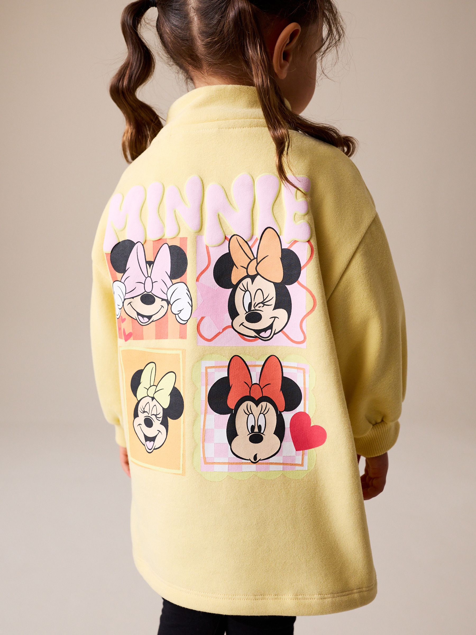 Buy Yellow Minnie Mouse - Disney Quarter Zip Sweat Dress (3mths-7yrs ...