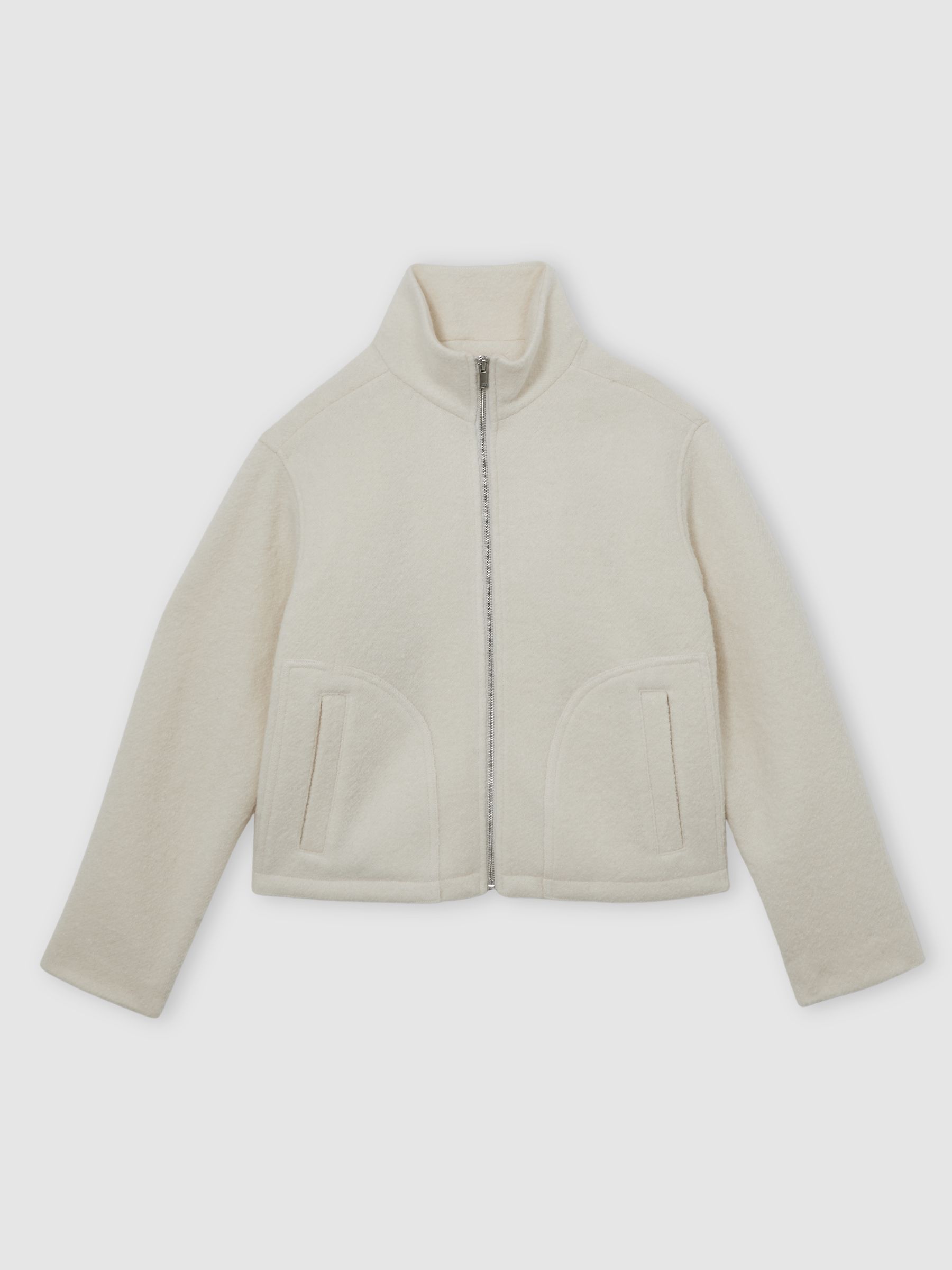 Buy Reiss Cream Darrion Wool Felted Funnel-Neck Jacket from the Next UK ...