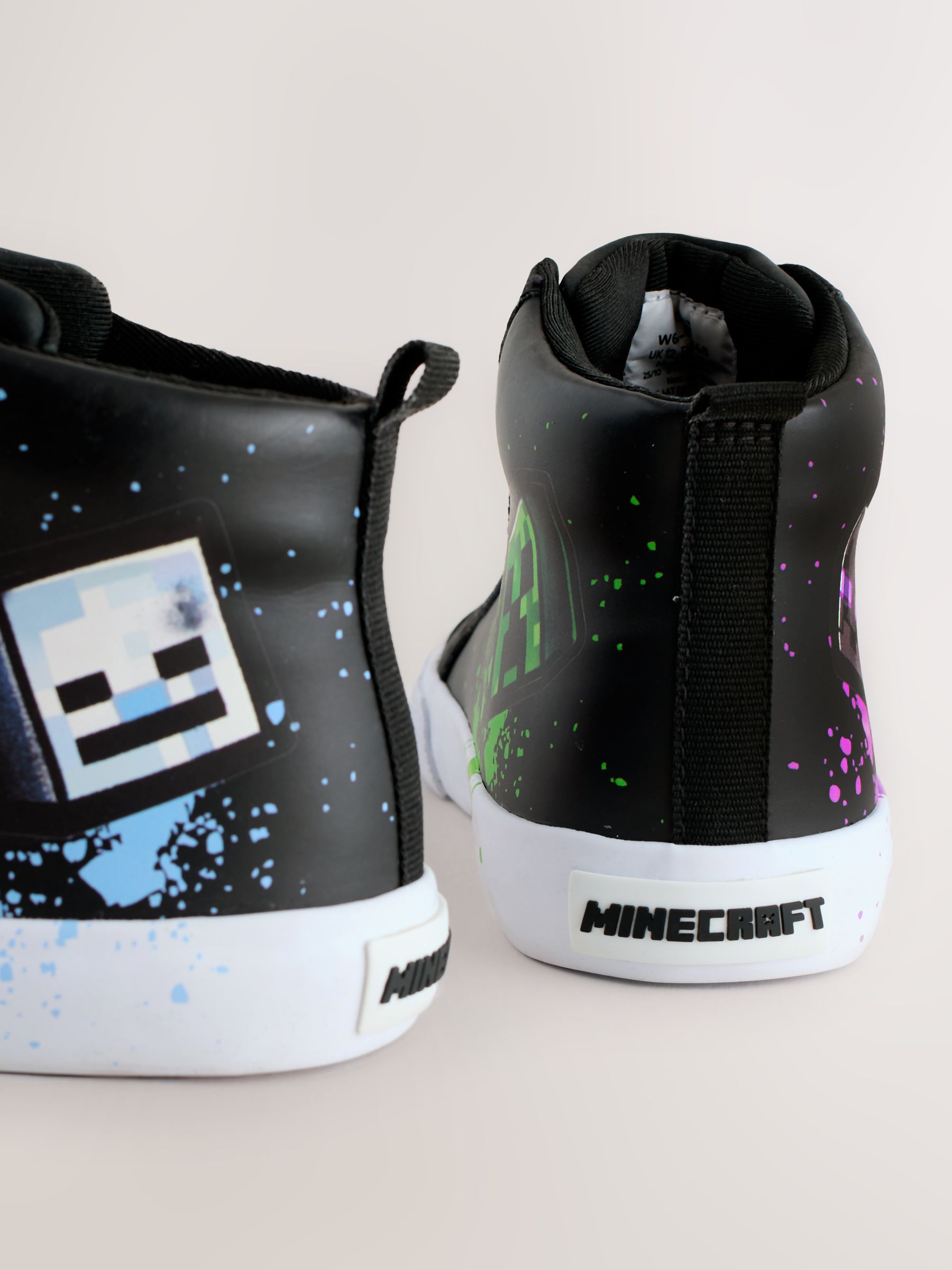 Buy Black Minecraft Touch Fastening Elastic Lace Hi Top Trainers from ...