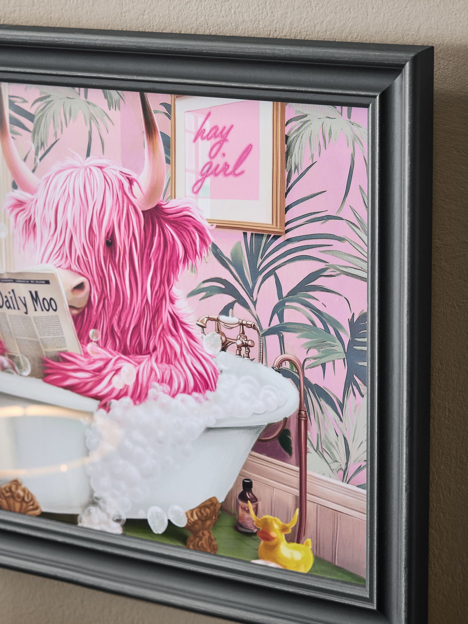 Buy Hamish The Highland Cow In A Bath Framed Wall Art from Next Netherlands
