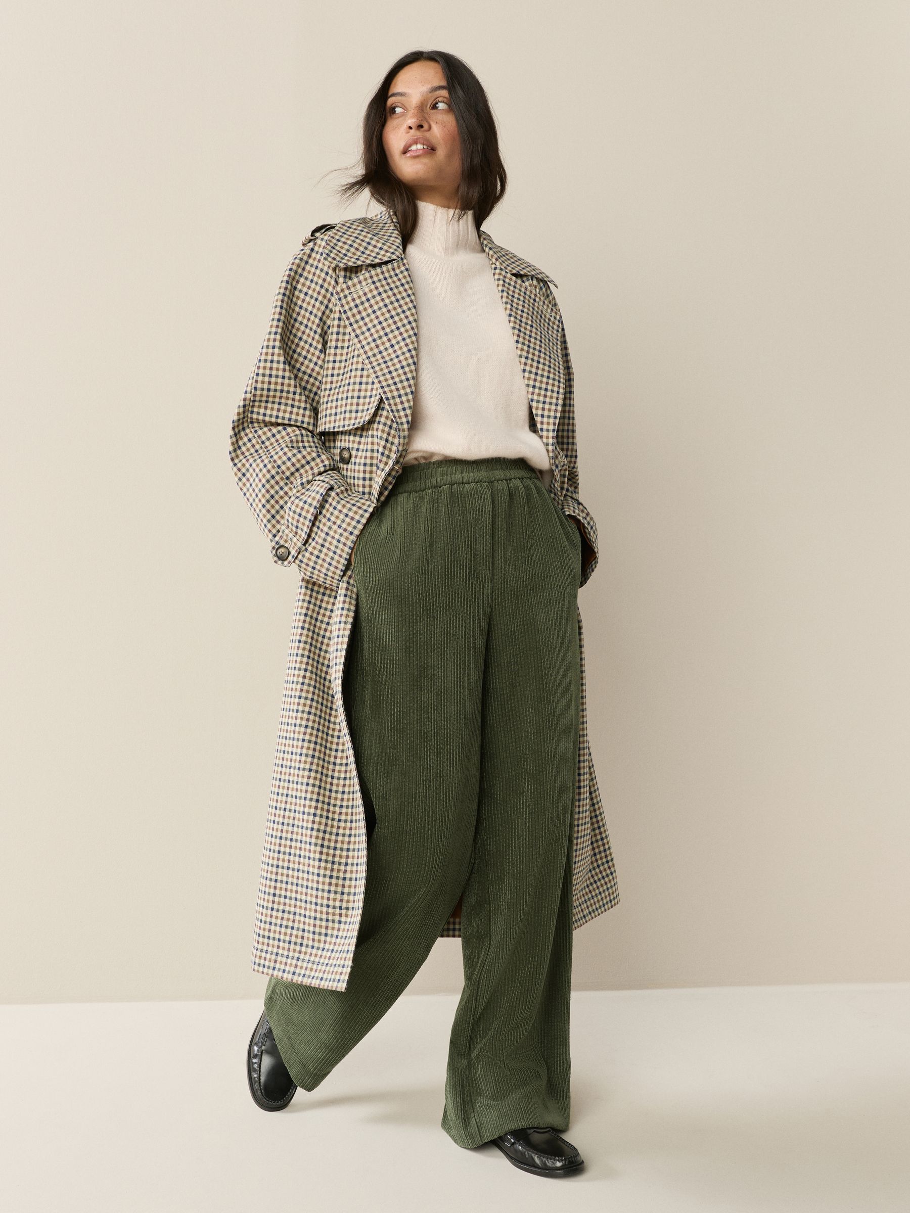 Buy Khaki Green Wide Leg Soft Cord Trousers from Next Ireland