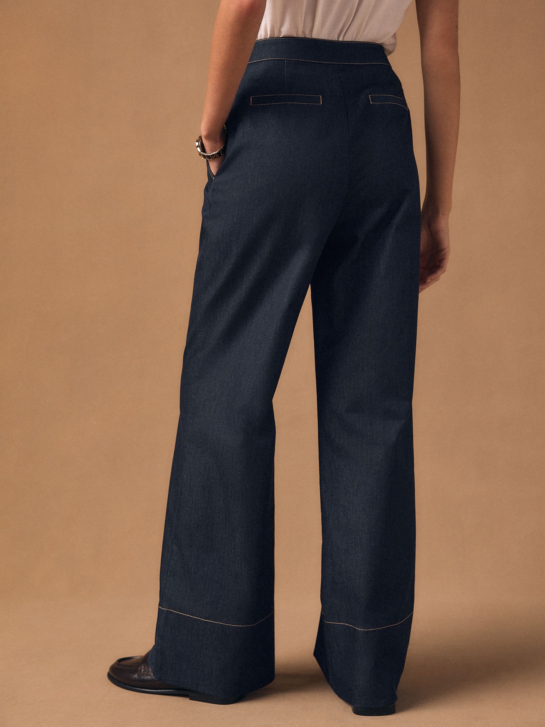Buy Denim Wide Leg Trousers With Gold Button Detailing from the Next UK ...