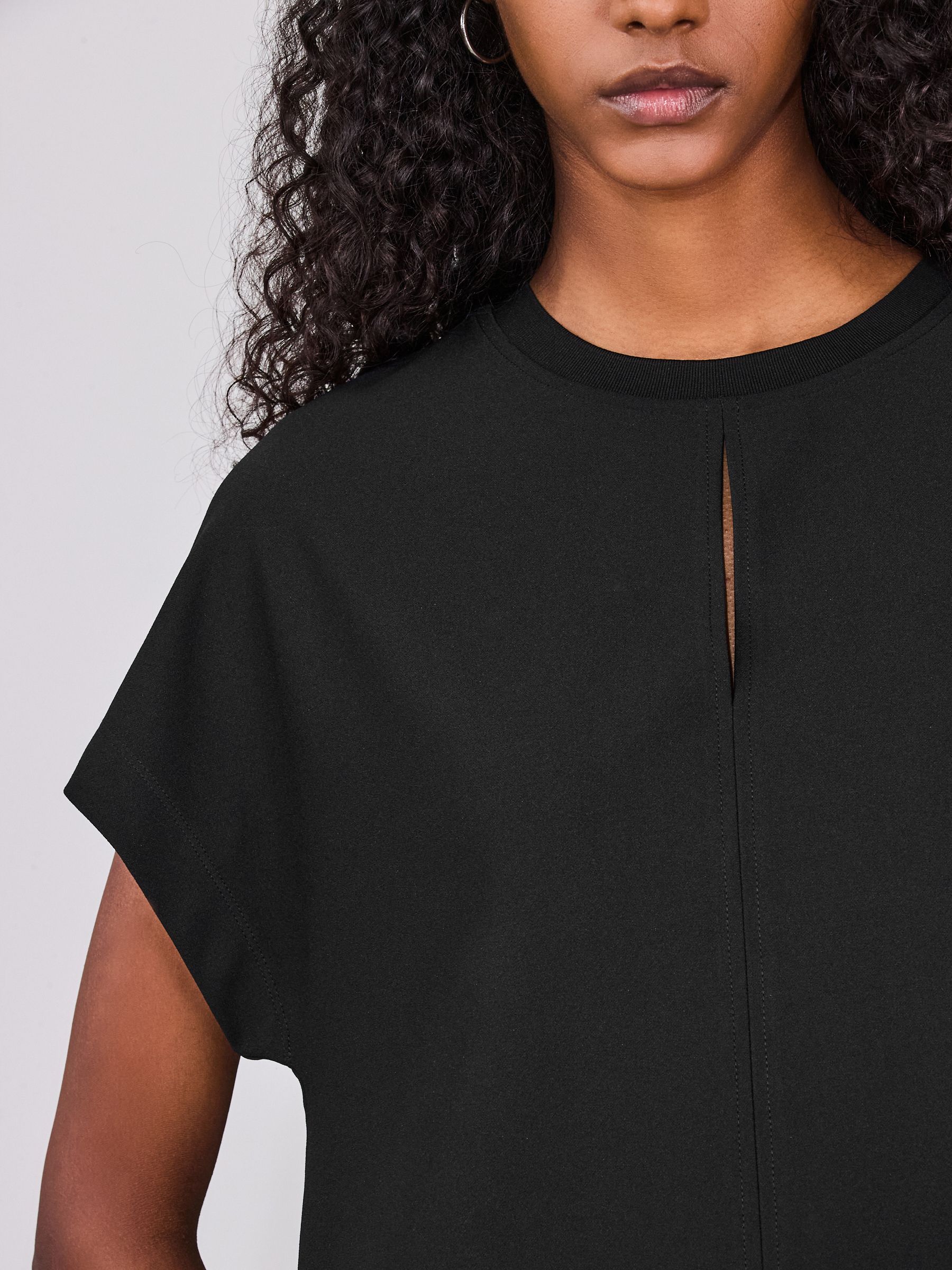 Buy Black Short Sleeve Keyhole Crew Neck Top from the Next UK online shop