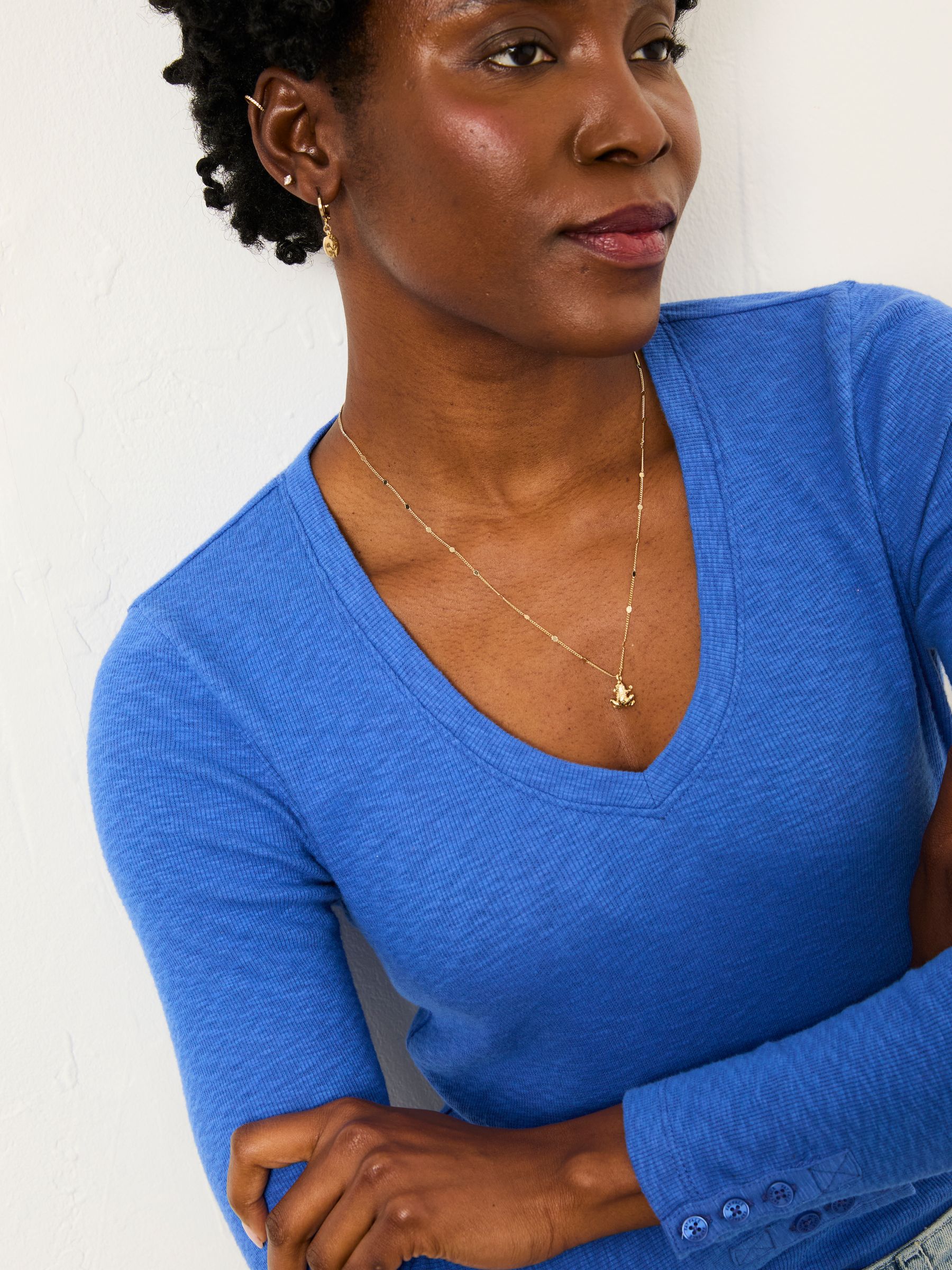 Buy FatFace Callie Bright Blue V Neck Top from the Next UK online shop