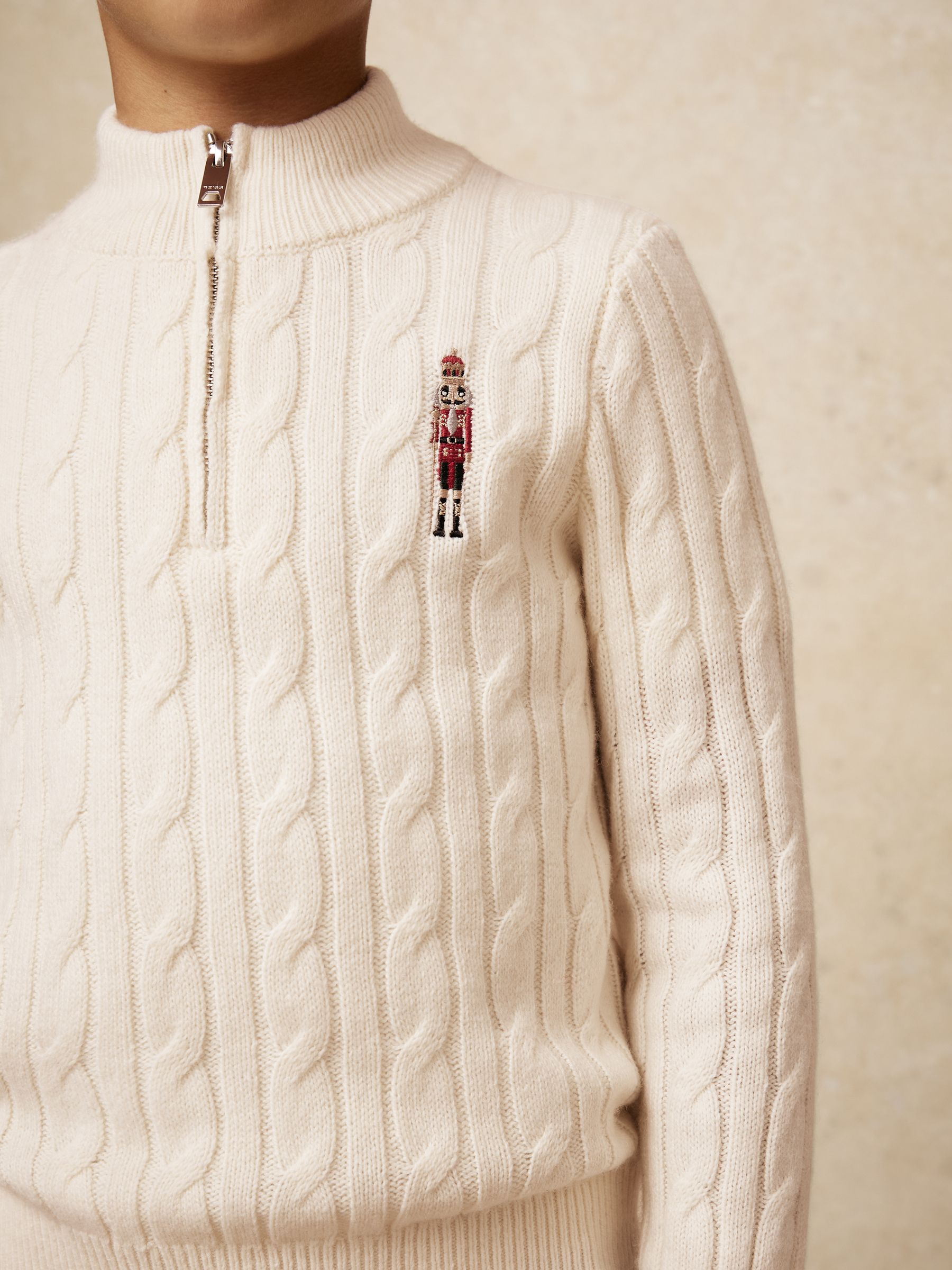 Buy Reiss Off White Nollaig 9-13 yrs Wool-Blend Half-Zip Nutcracker ...